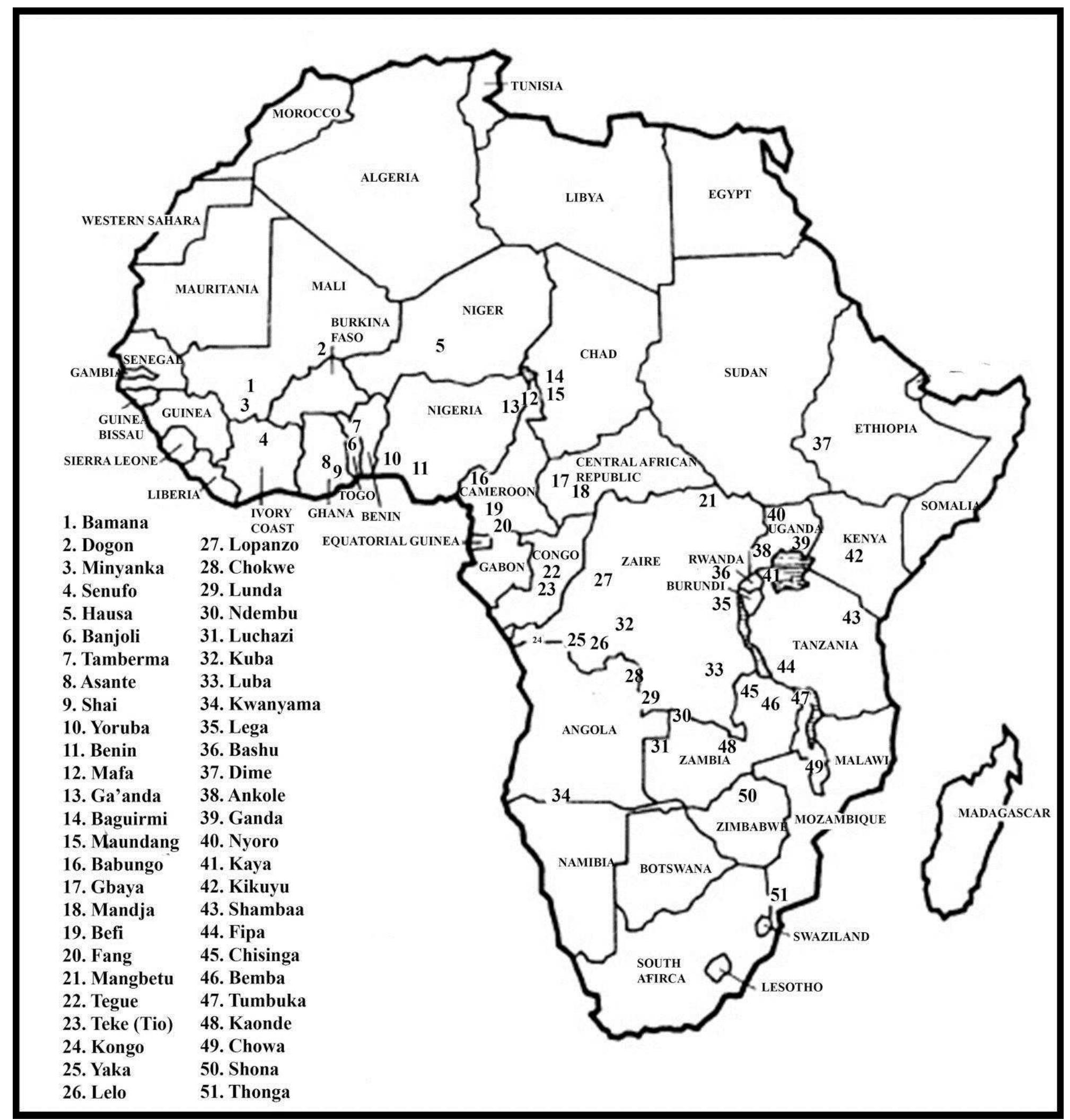 Map of africa names of the tribes mentioned in the text