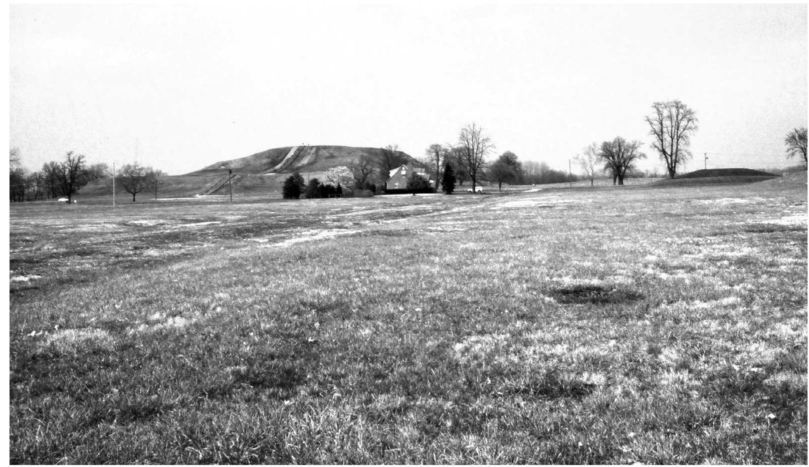 8: monks mound and mound 51 (to right), cahokia, illinois.