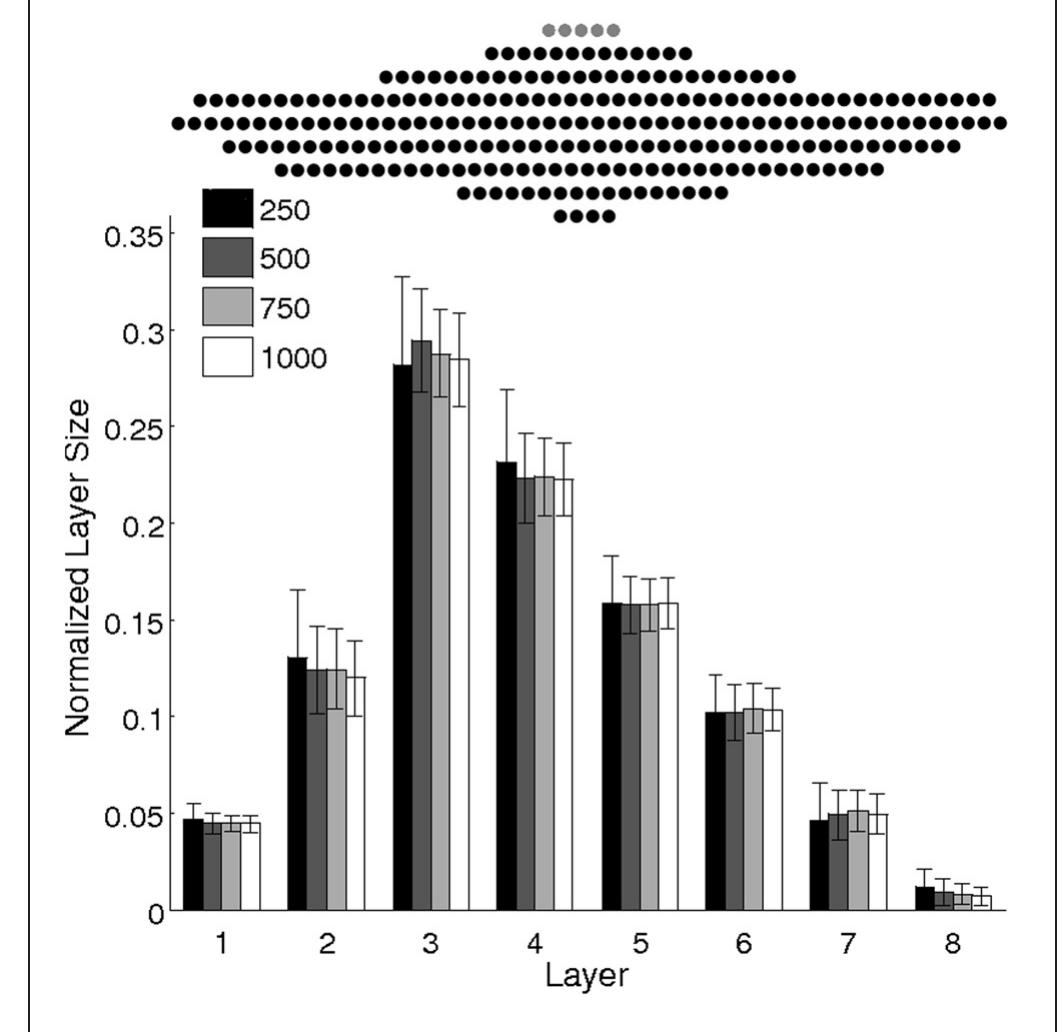 | scaling of network size: mean layer sizes + standard