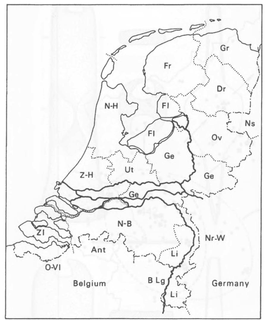 Map 1. provinces of the netherlands and neighbouring areas.