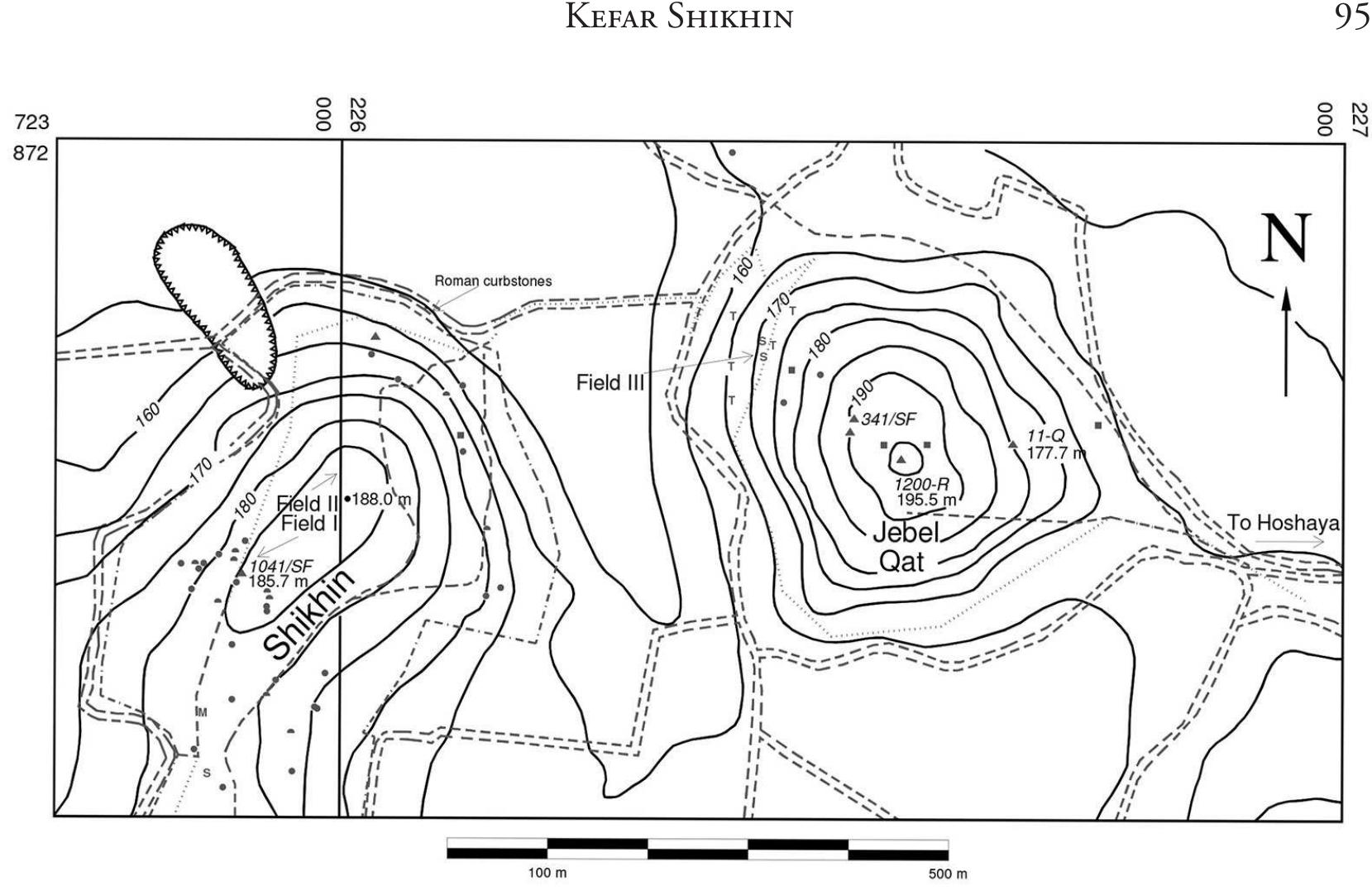 D. map of the northern hilltop of shikhin and with jebel qat