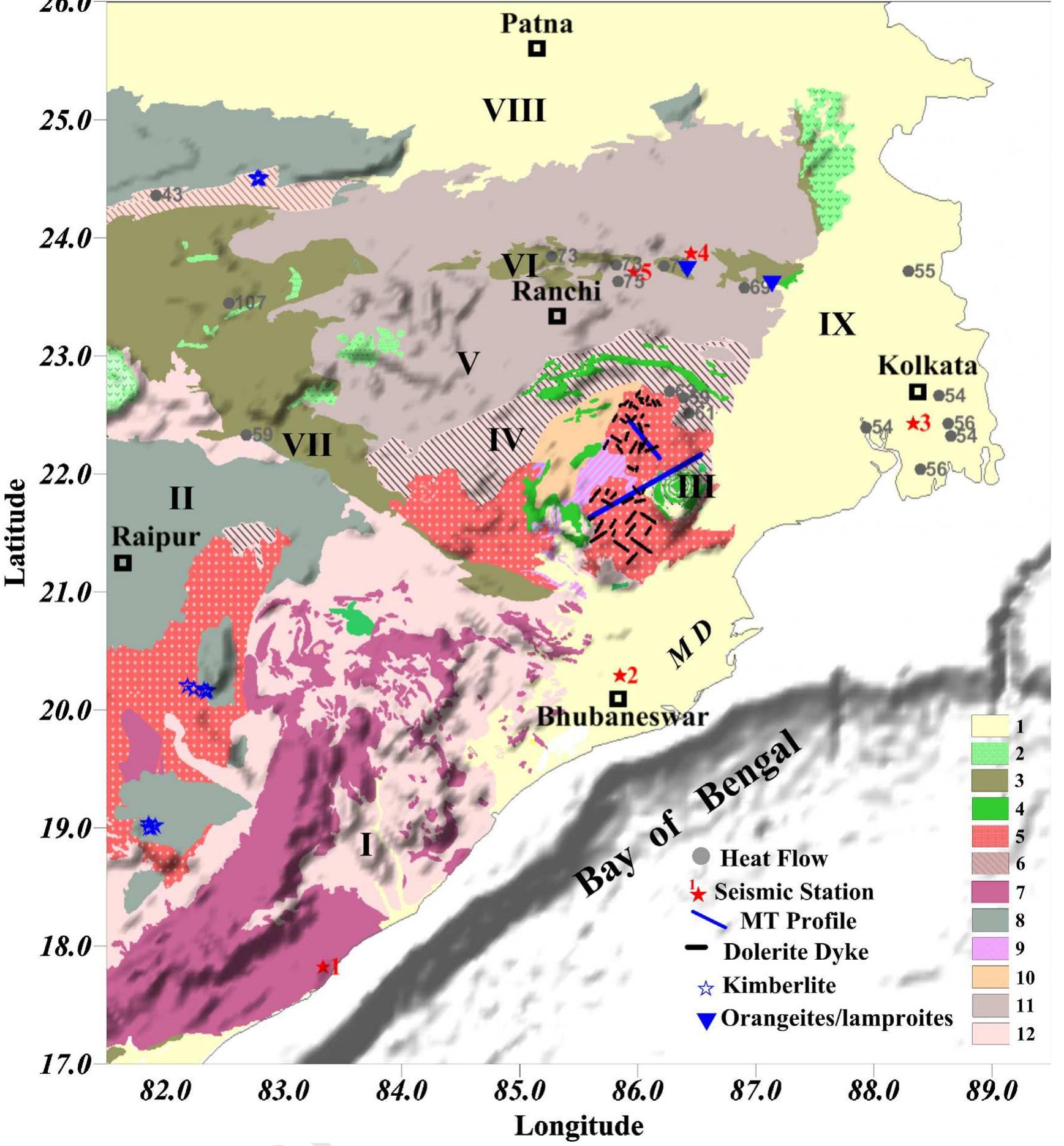 Location map of the principal structural units of the