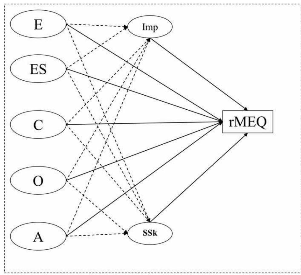 Direct and indirect effects of the big five factors on