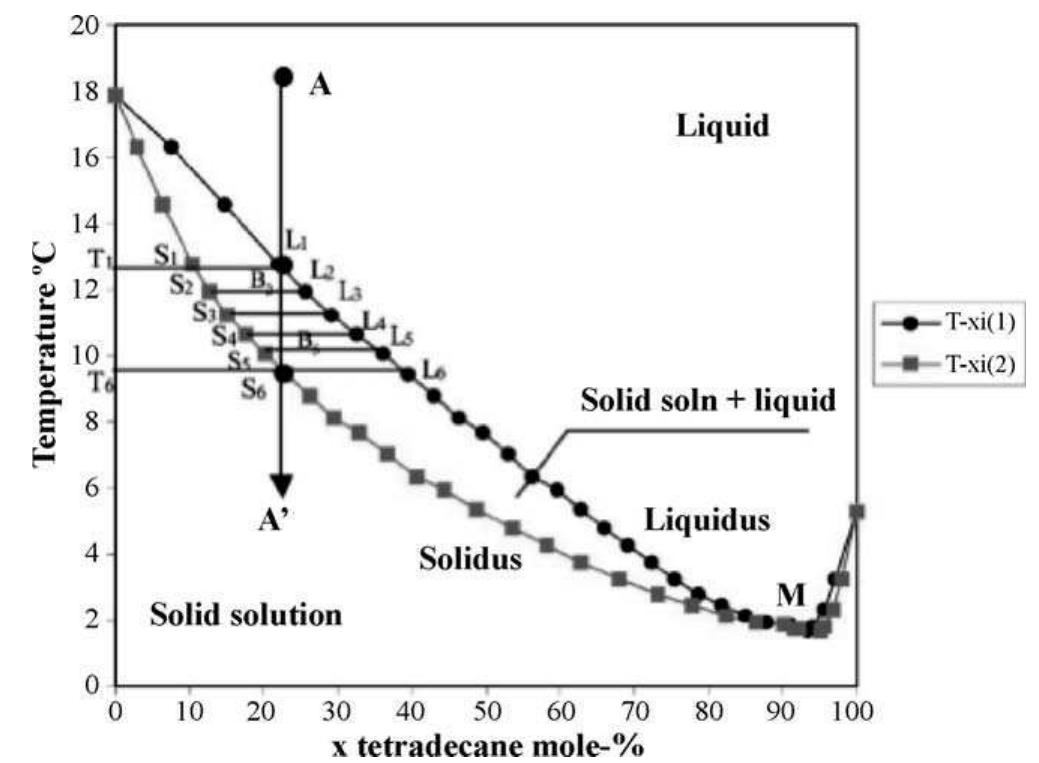 The liquid-solid phase diagram of binary mixtures system of