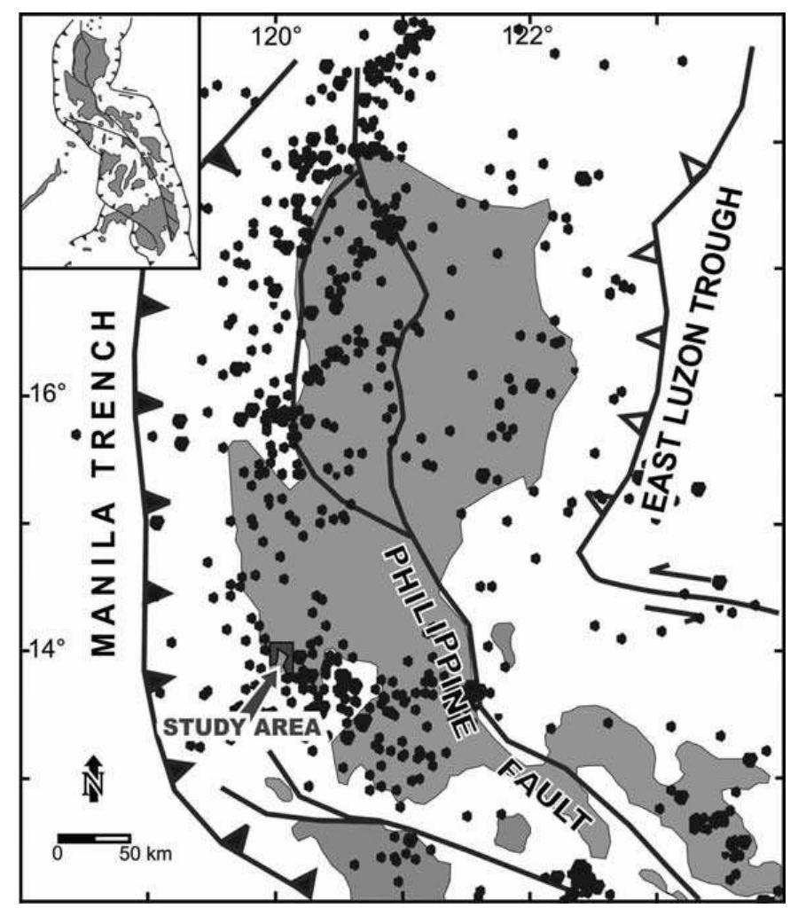 Tectonic map of luzon, with all earthquake epicenters for