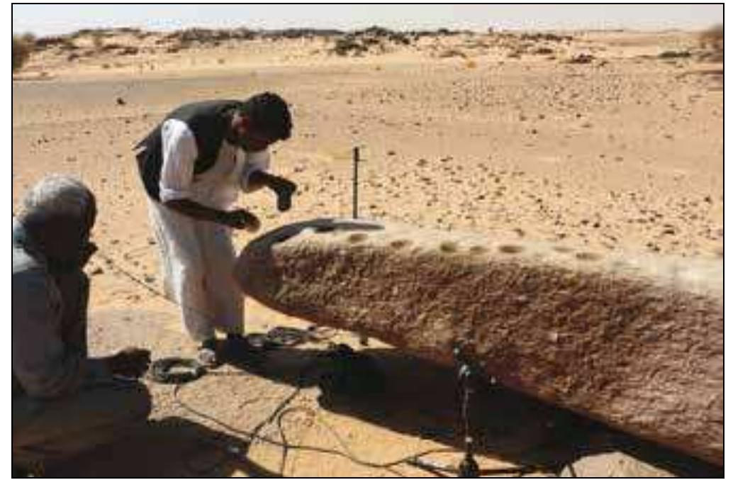 Plate 10. ibrahim suleiman playing the rock gong with ahmed