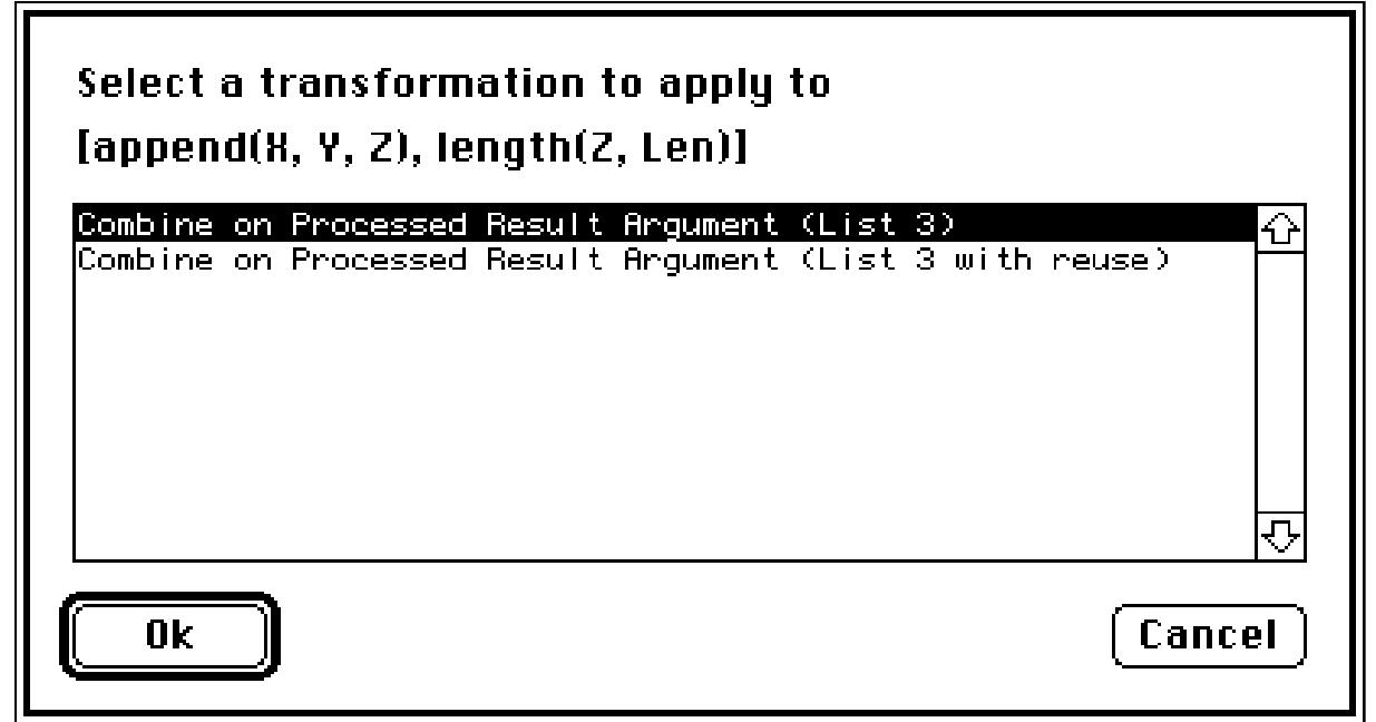 We select the first transformation schema named 'combine on