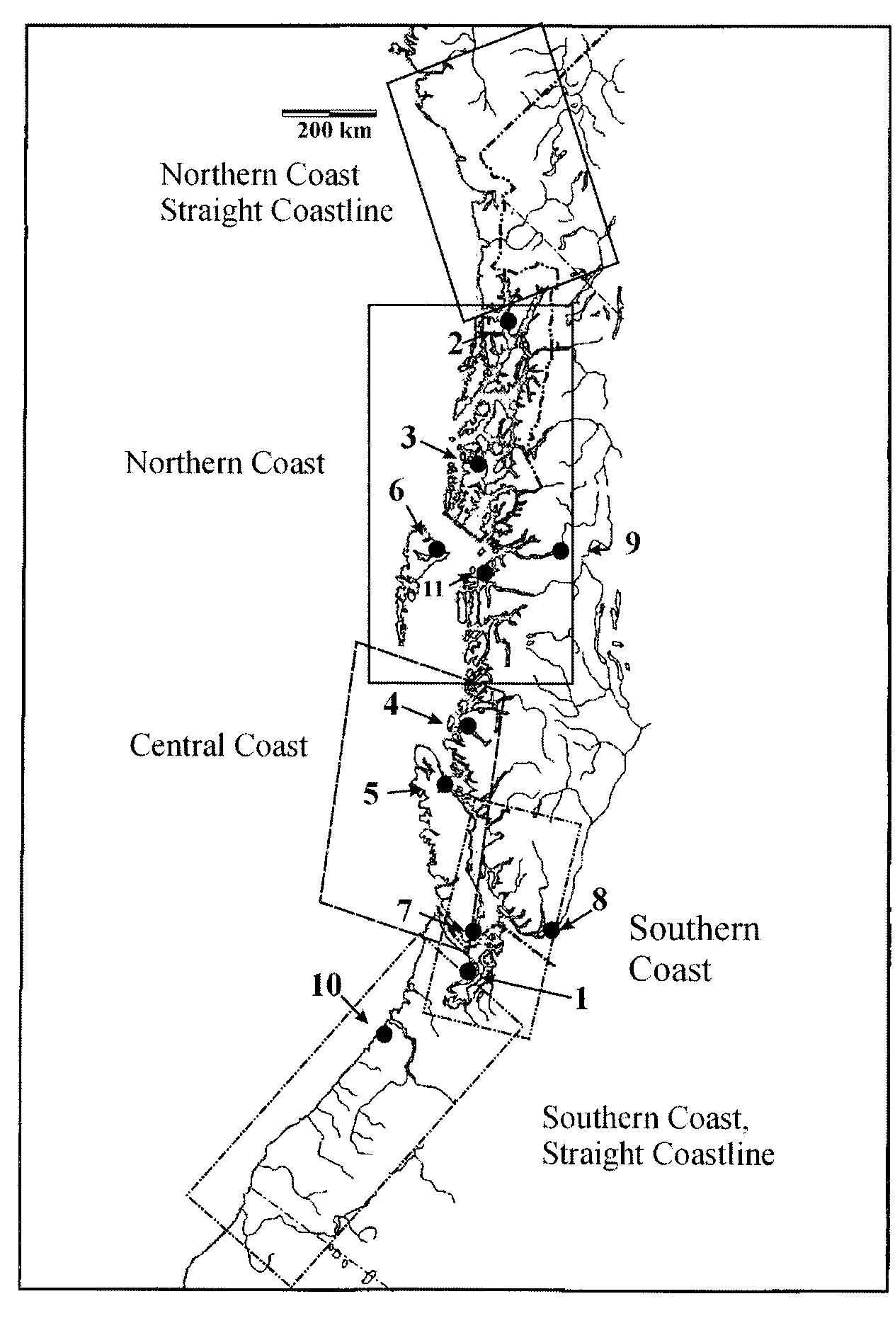 Map of the northwest coast showing its major subregions and