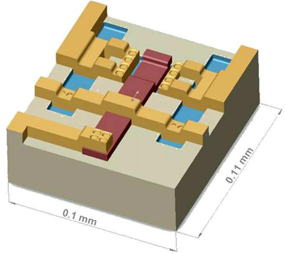 Geometry of the measured mosfet device (field oxide omitted;
