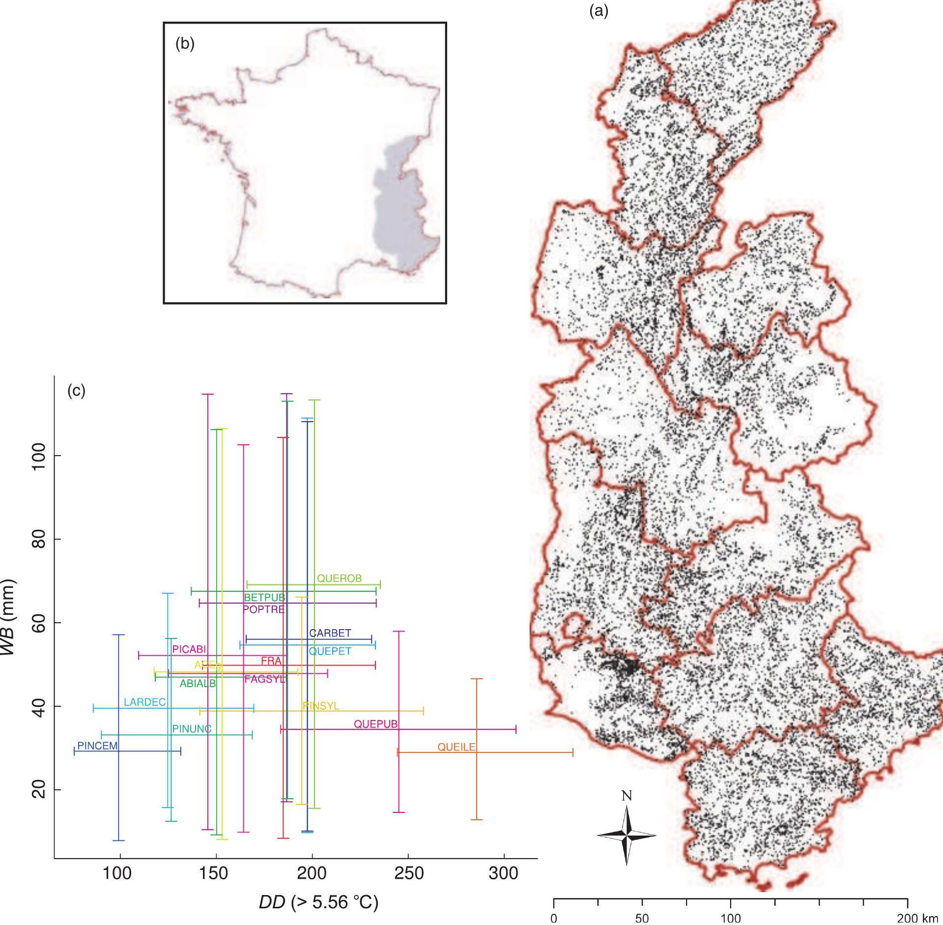 Map of the location of all french national forest inventory