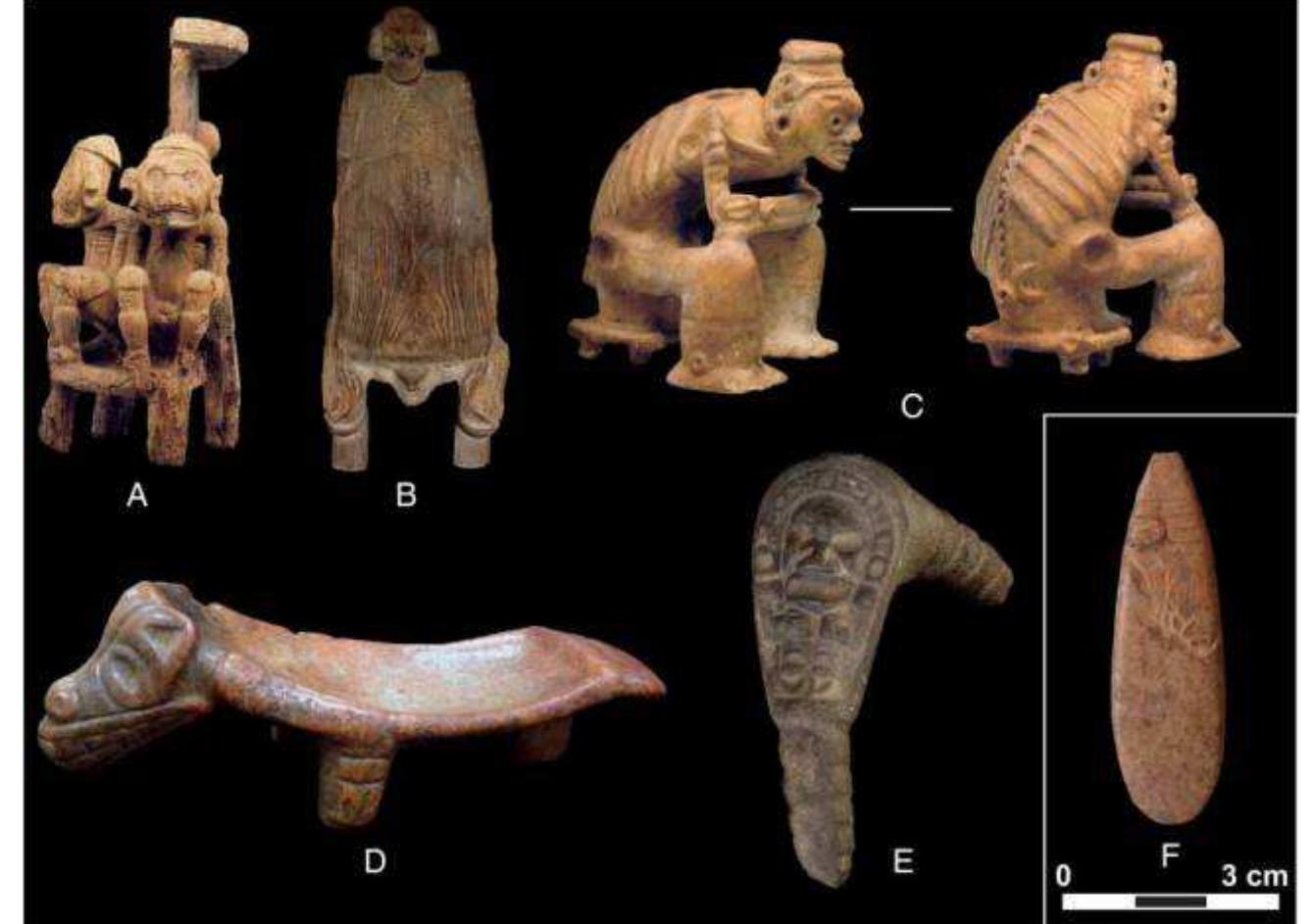 Examples of taino or taino influenced ritual artifacts. (a)