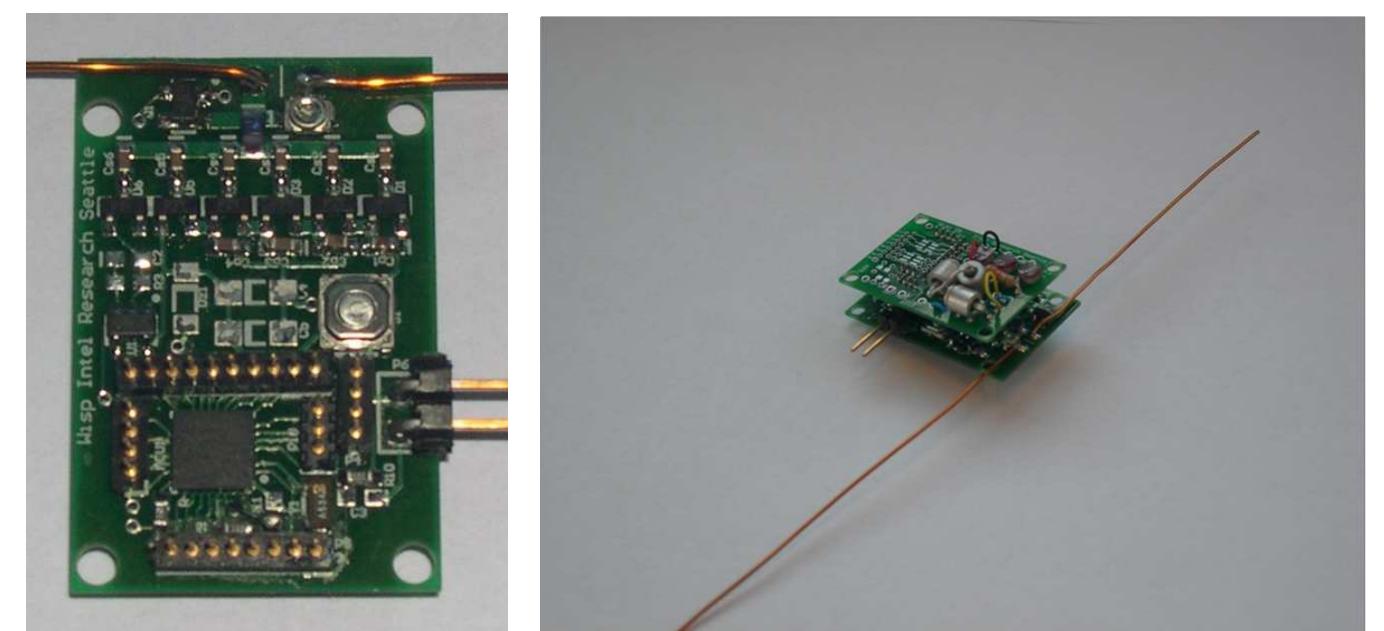Photographs of wisp. left image: the microcontroller is the