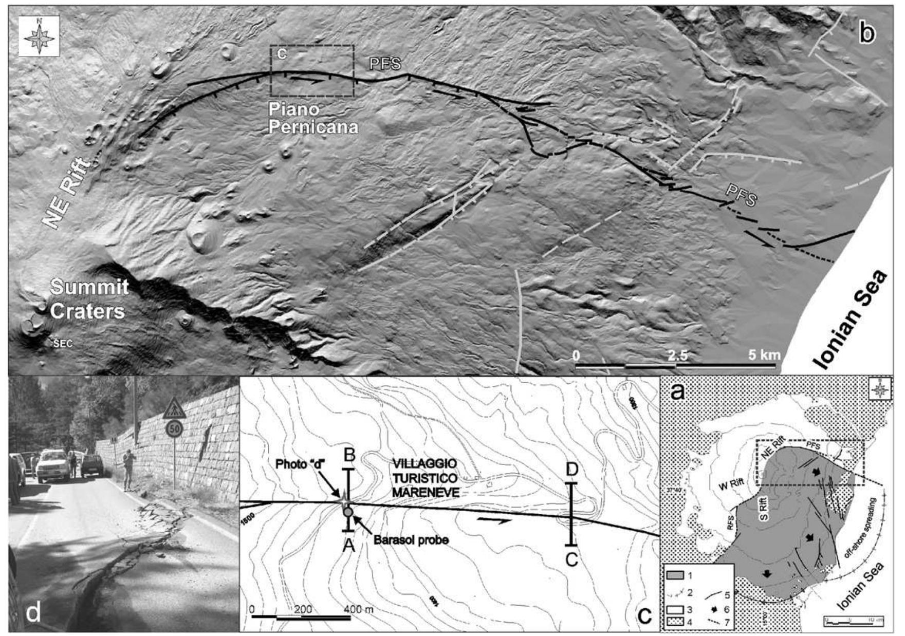 Map showing the left-lateral pernicana fault system (pfs).