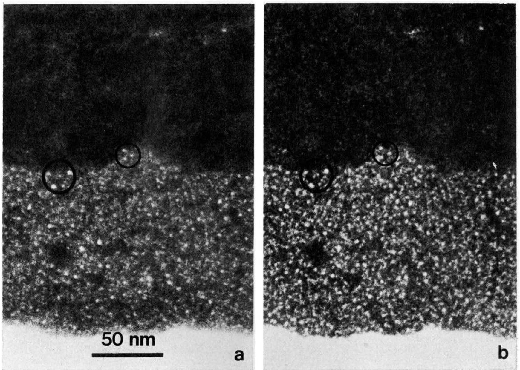 Dark-field images of identical areas on a 2nm thick carbon