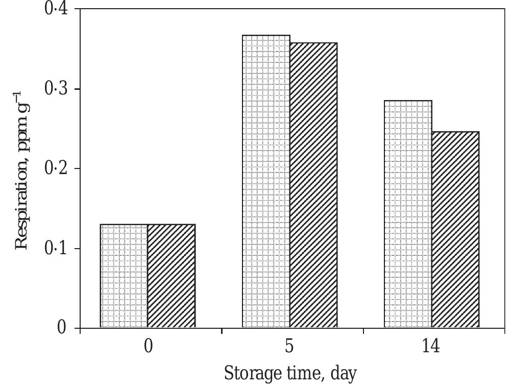Respiration in fuji apples of different water core content