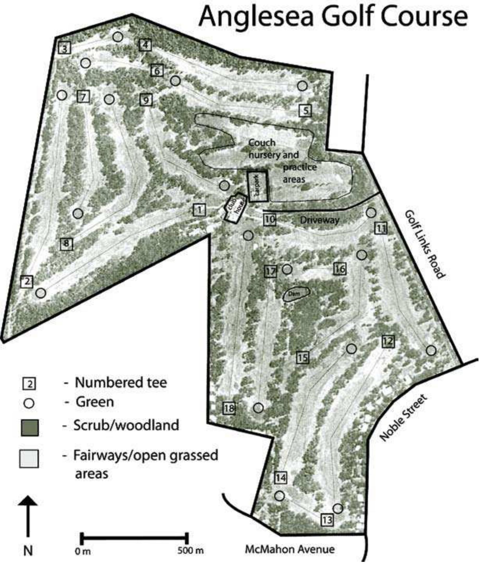 4 map of the anglesea golf club, showing the layout of the
