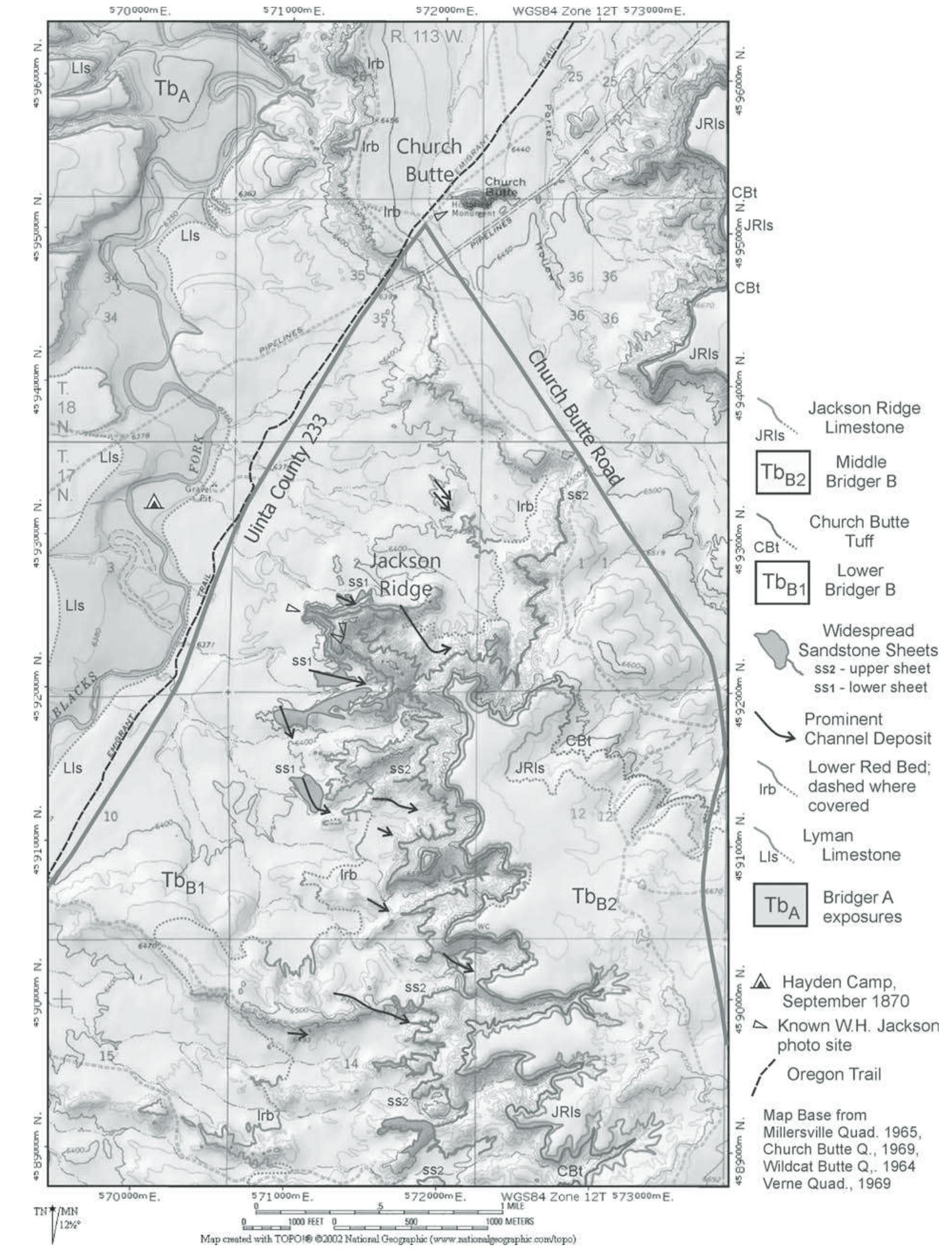 Geologic map of the church butte-jackson ridge area showing
