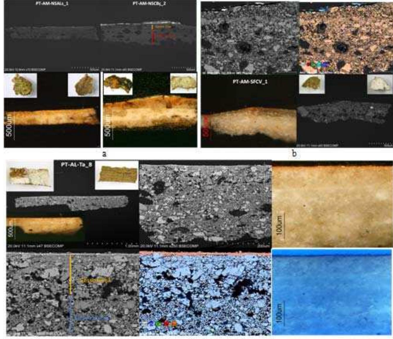 Imaging of gesso layers using optical microscopy (om) and