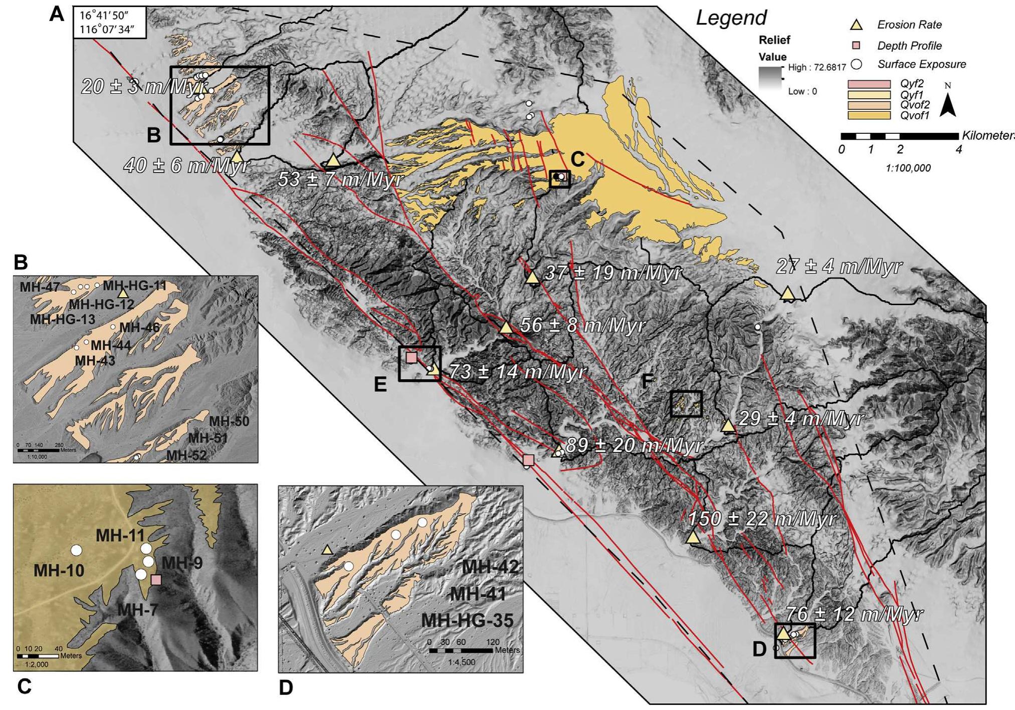 (a) overview of the geomorphology of the mecca hills, ca,