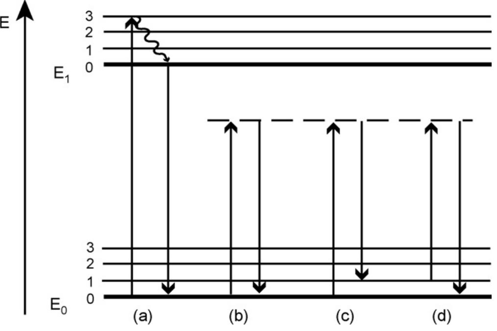 Jablonski diagram showing different excitation and emission