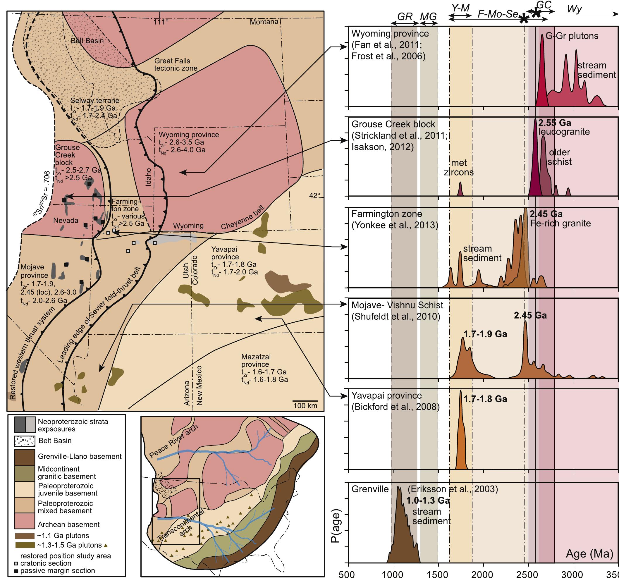 Generalized map of basement provinces shows local sediment