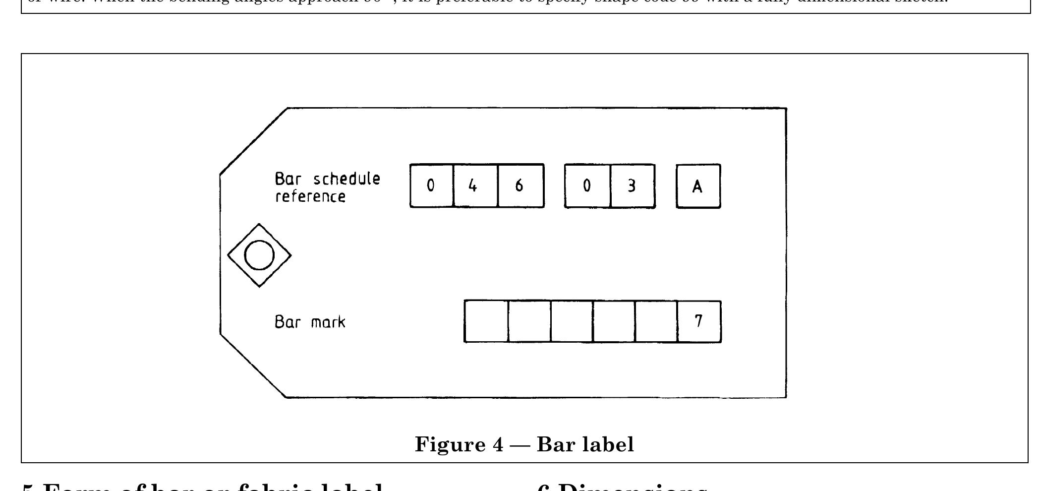 The schedule reference and the mark given in the “bar (or