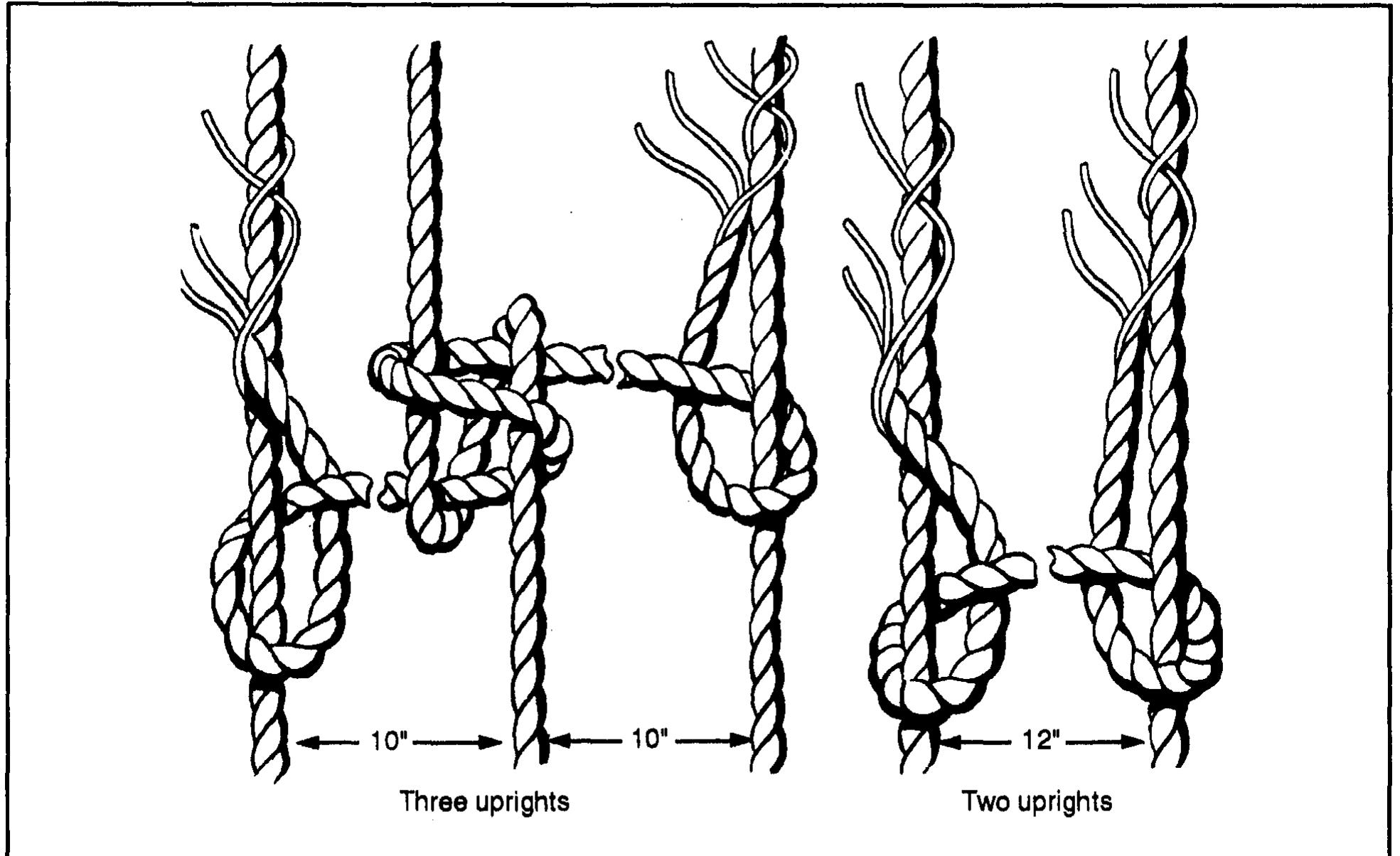 Make fiber-rope ladders with wood rungs by using finished