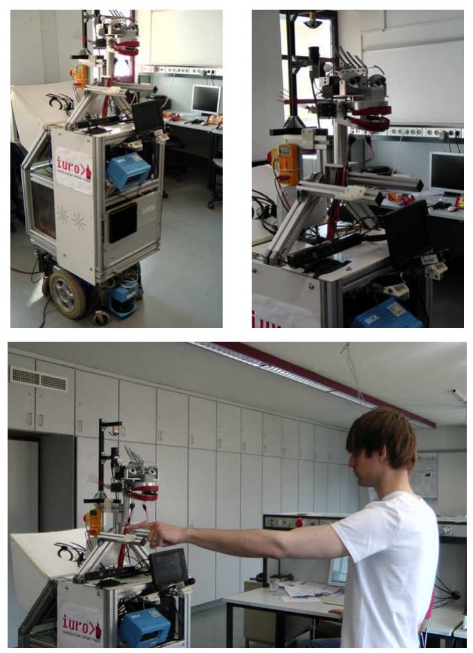 Prototype robot with kinect sensor and a typical interaction