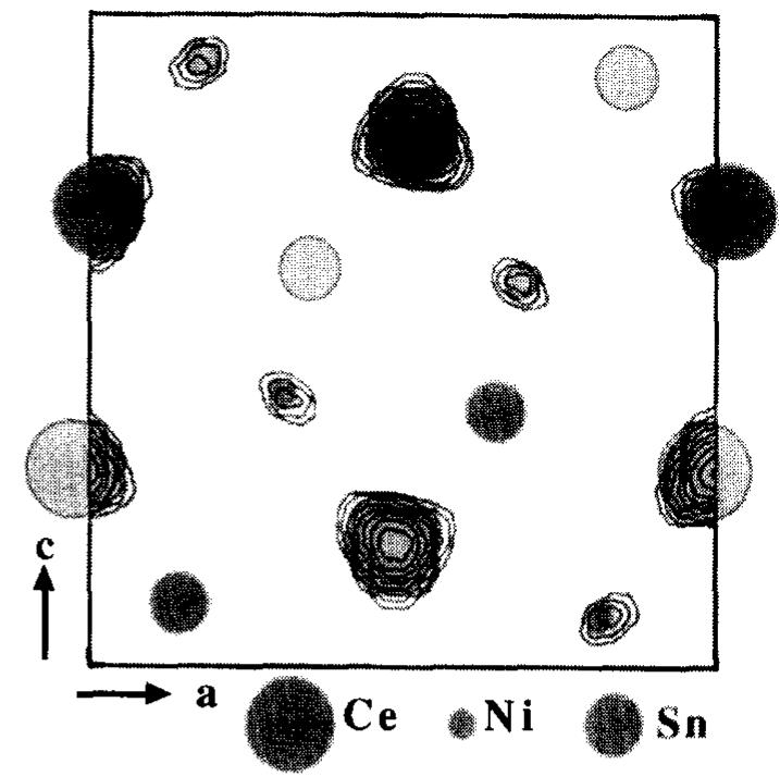 Spin density map of cenisn reconstructed by a three-