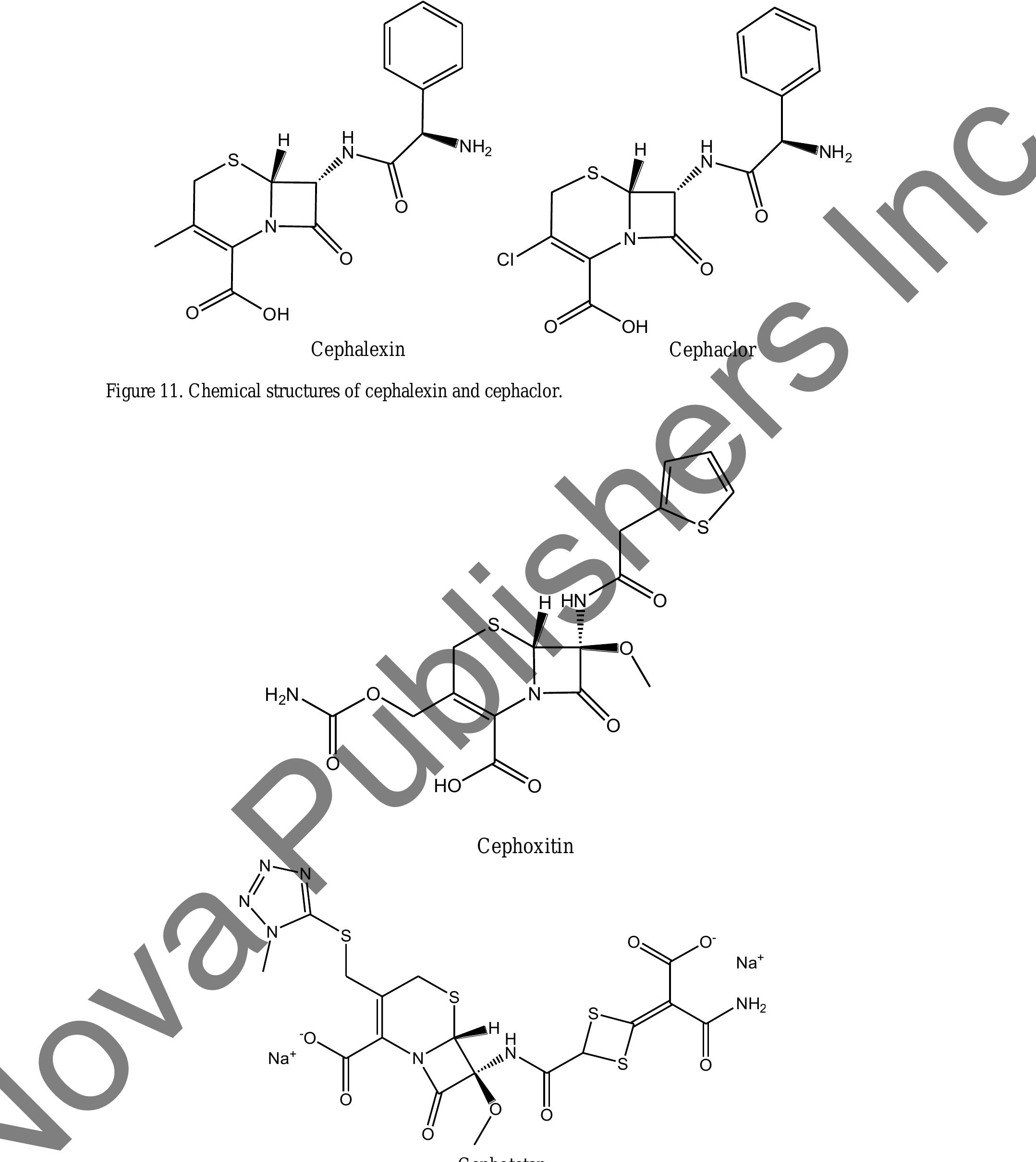 Chemical structures of cephoxitin and cephotetan second