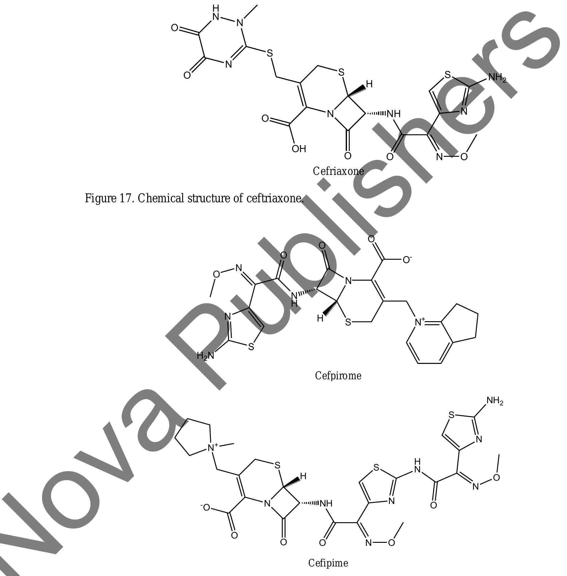 Chemical structures of cefpirome and cefipime. the fourth