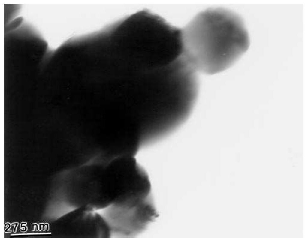 Tem micrograph showing spherical morphology of the
