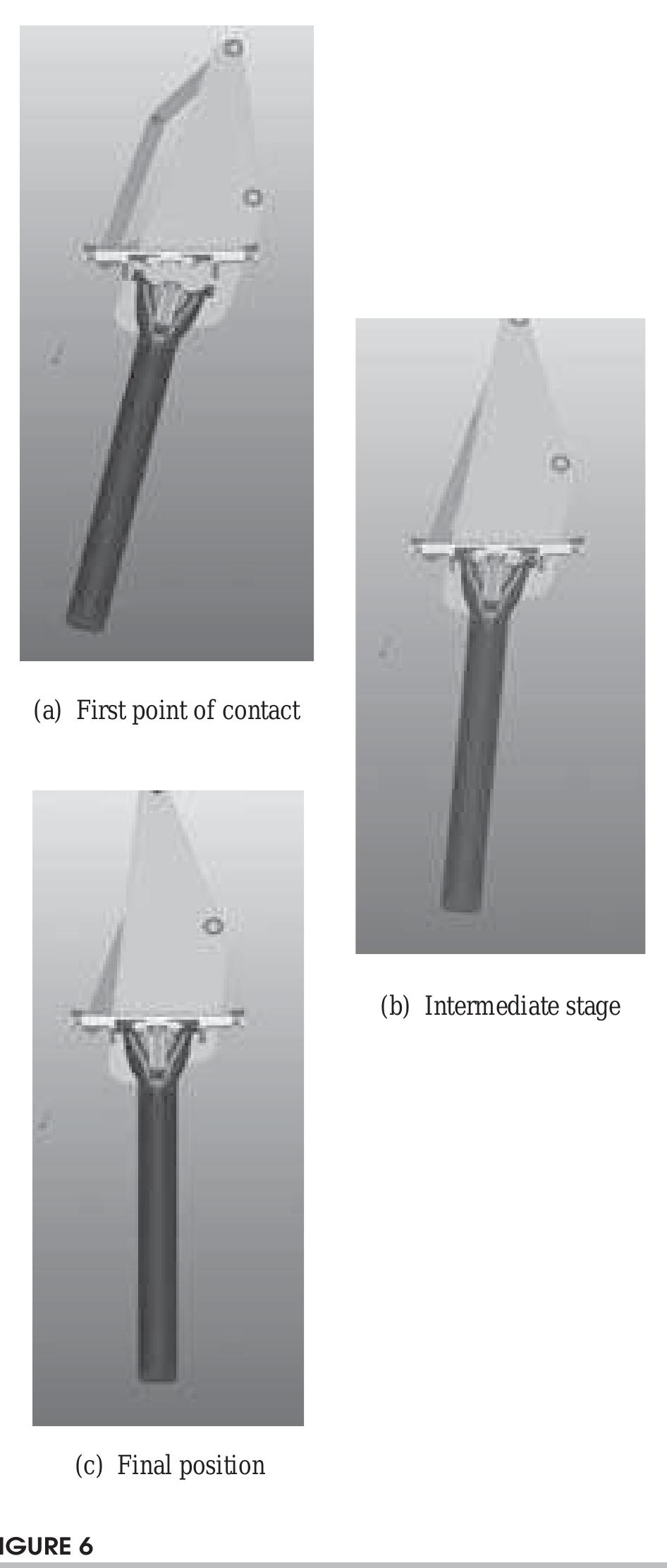 Handle linkage mechanism cad model in three positions