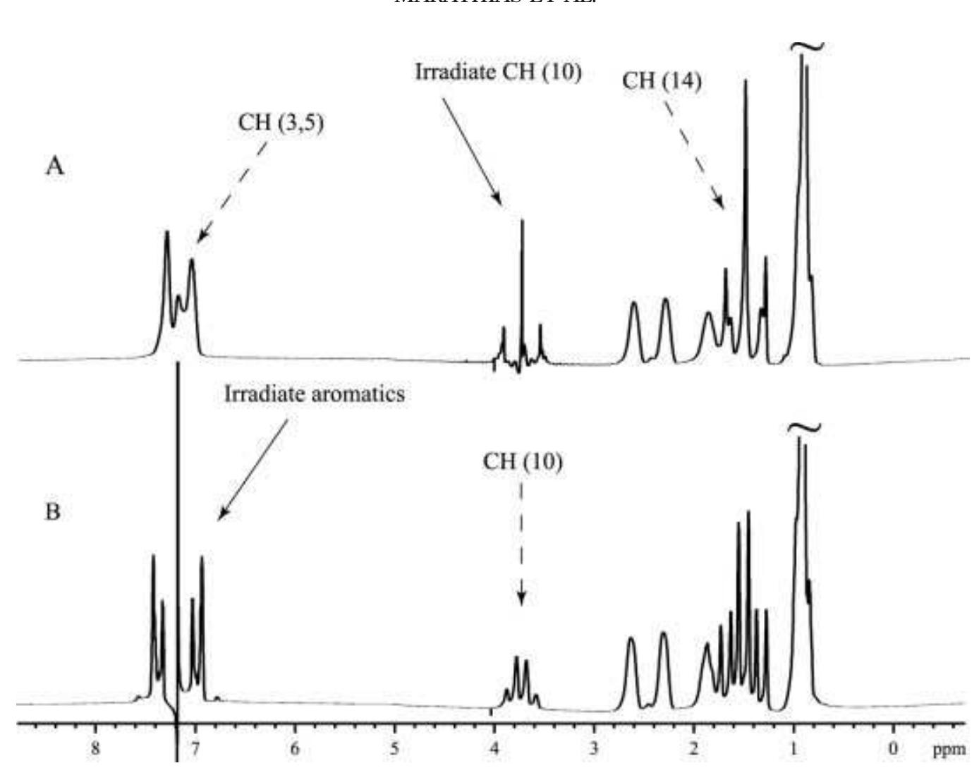 The 'h nmr spectra with selective proton decoupling of