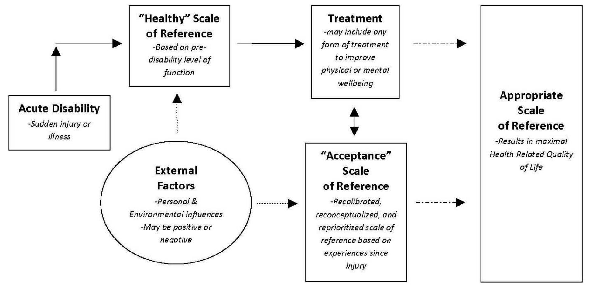 Response shift process due to acute disability.