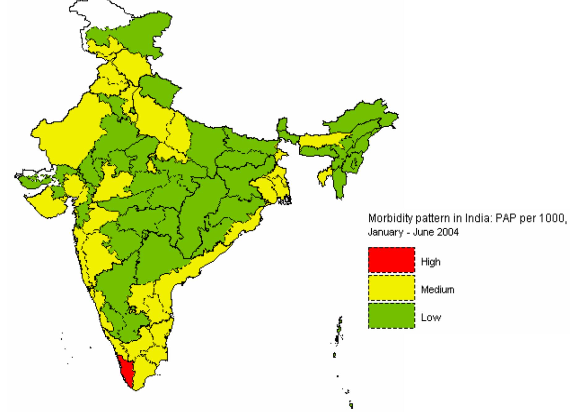 Notes: boundary shows the nss regions. levels of morbidity