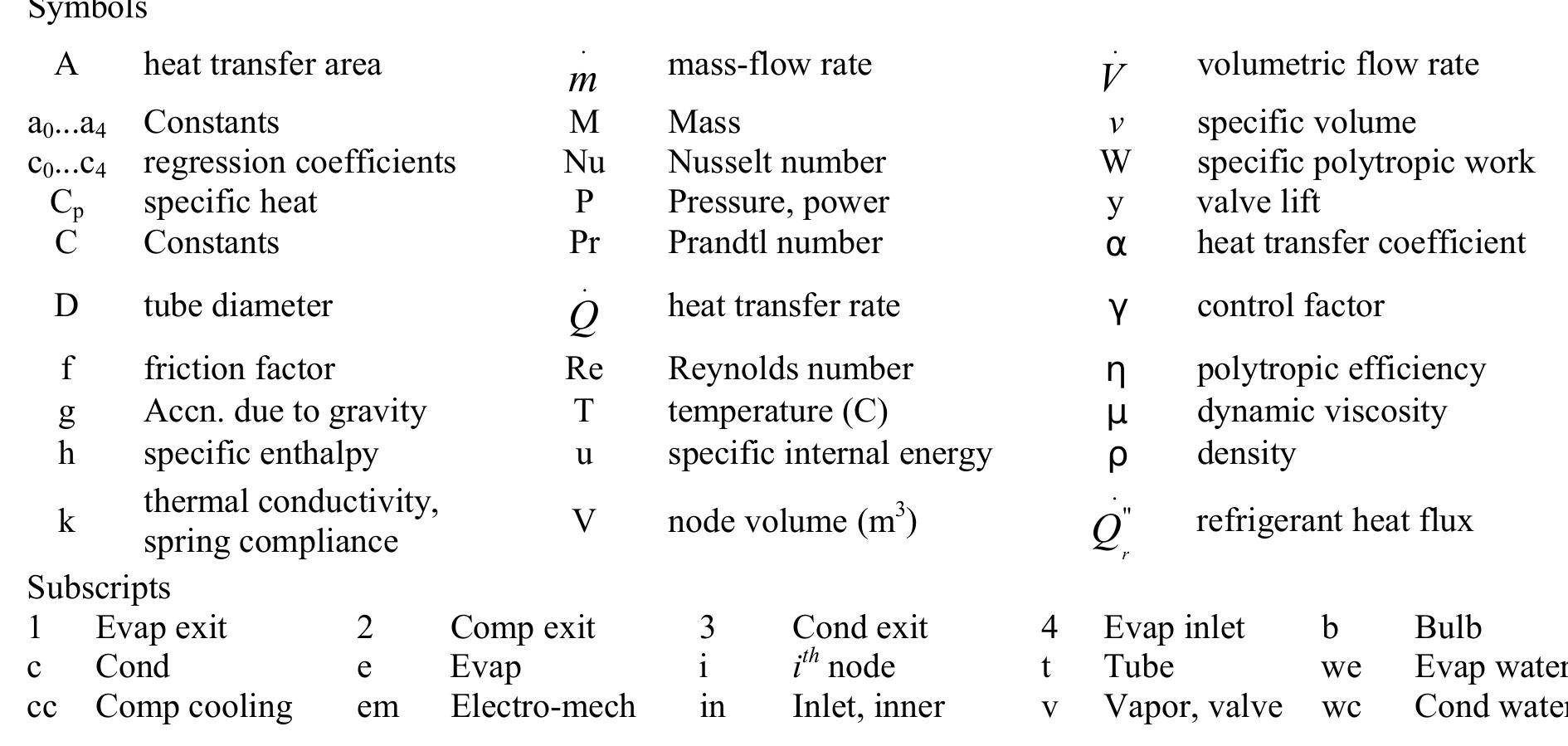 Table 1 - A Dynamic Model Of A Vapor Compression Liquid
