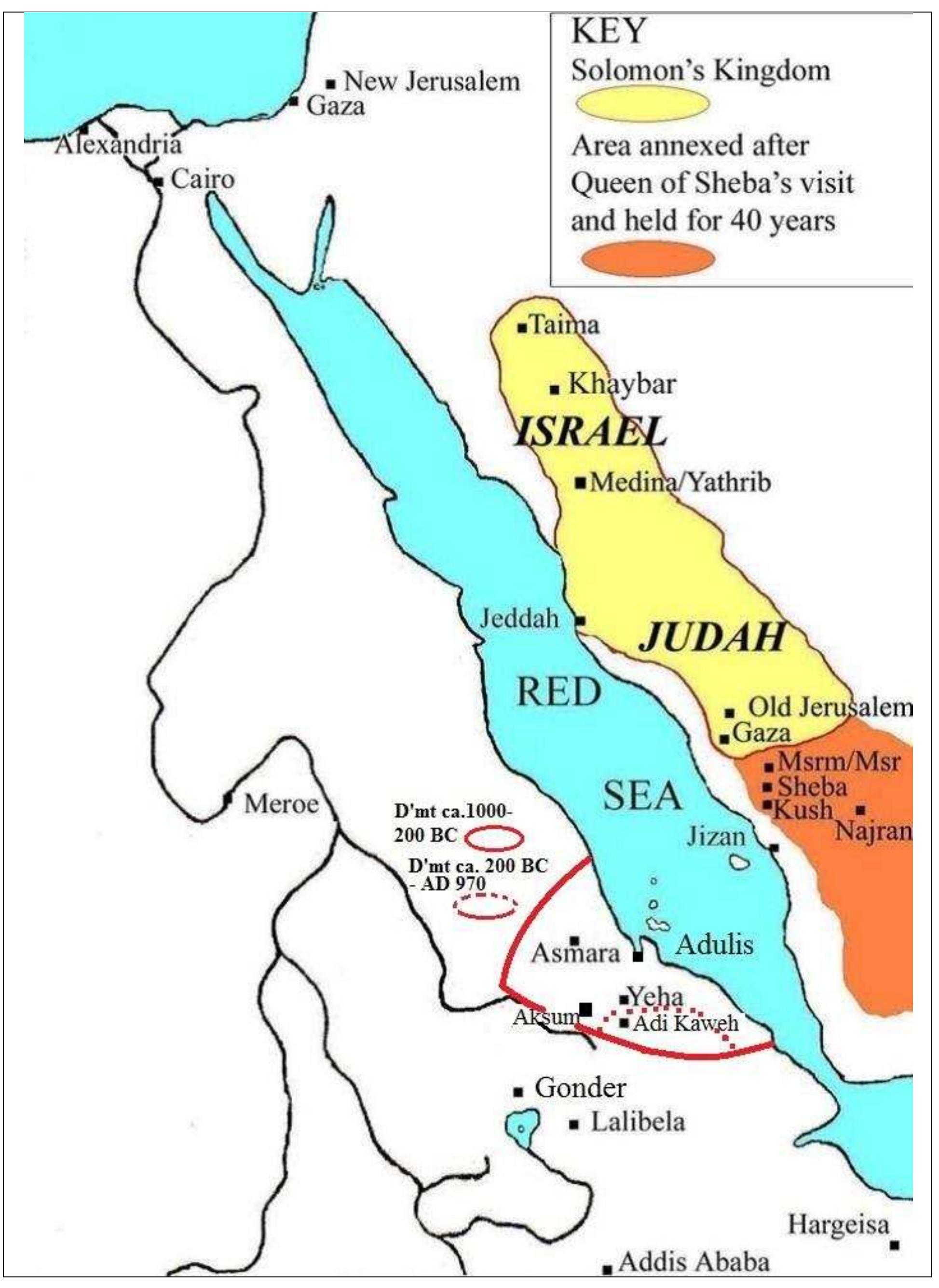 Map four: realms of d’mt, sheba, israel and judah