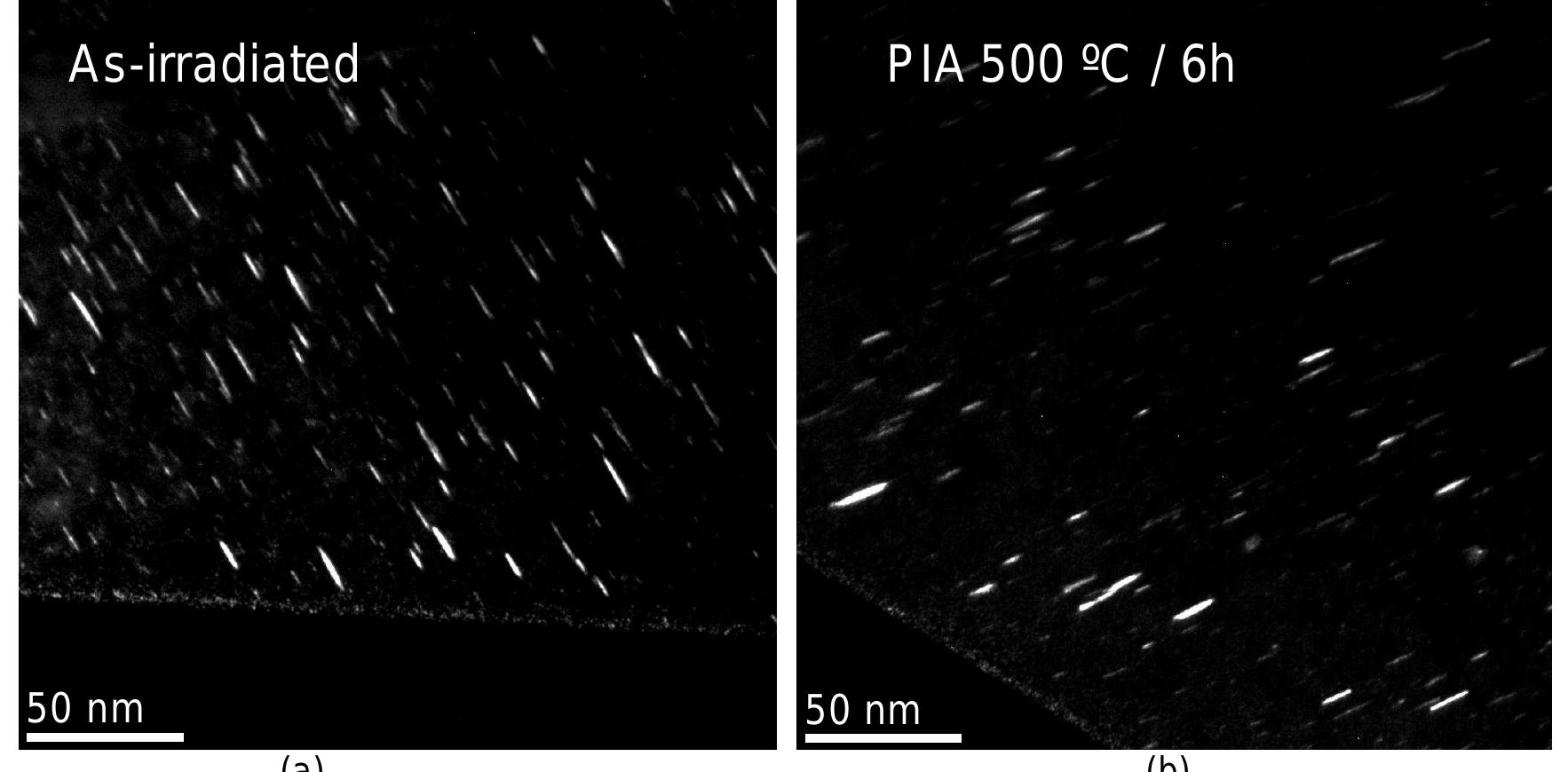 Examples of typical micrographs of the dislocation loop