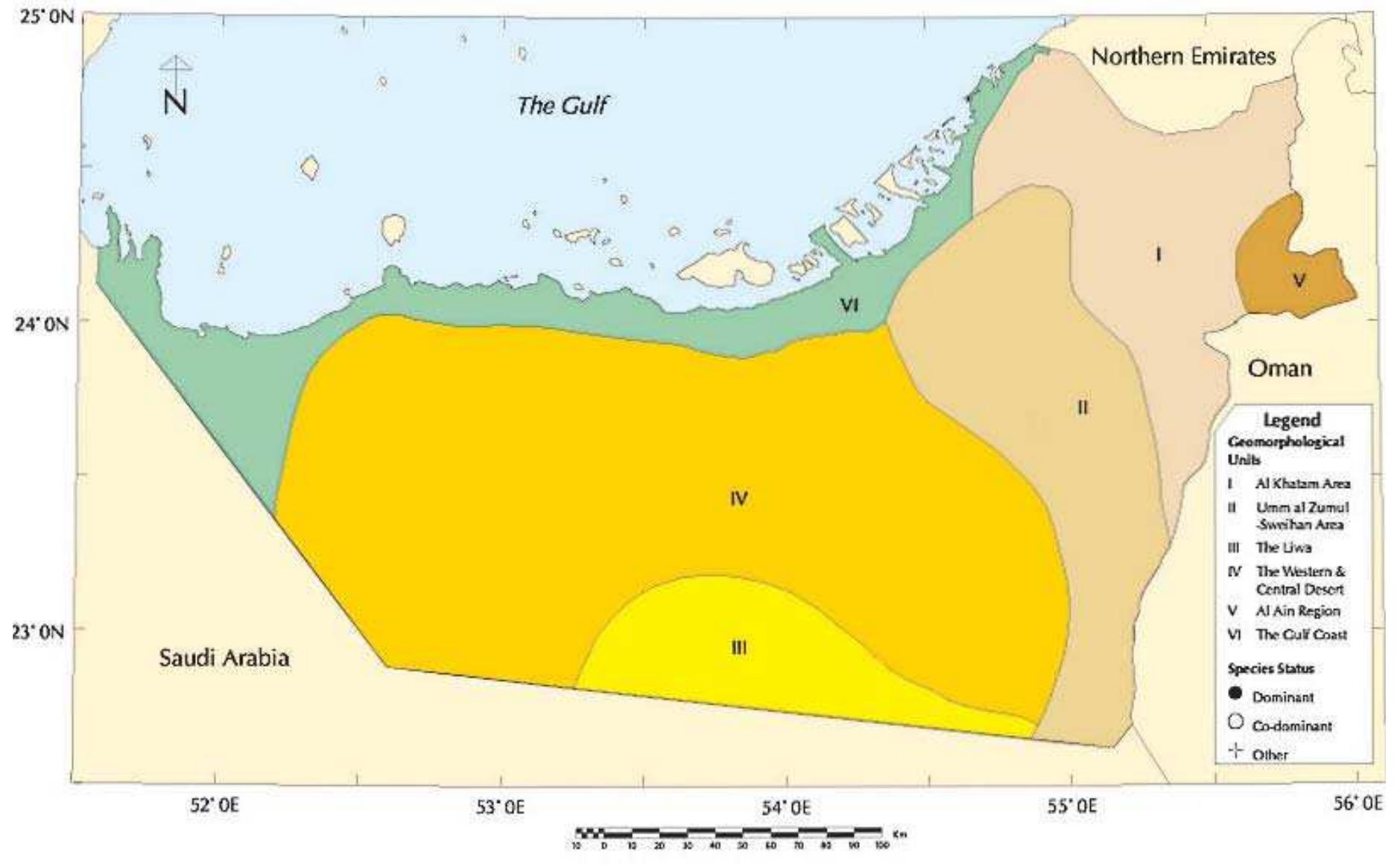 The six major geomorphological regions of abu dhabi emirate