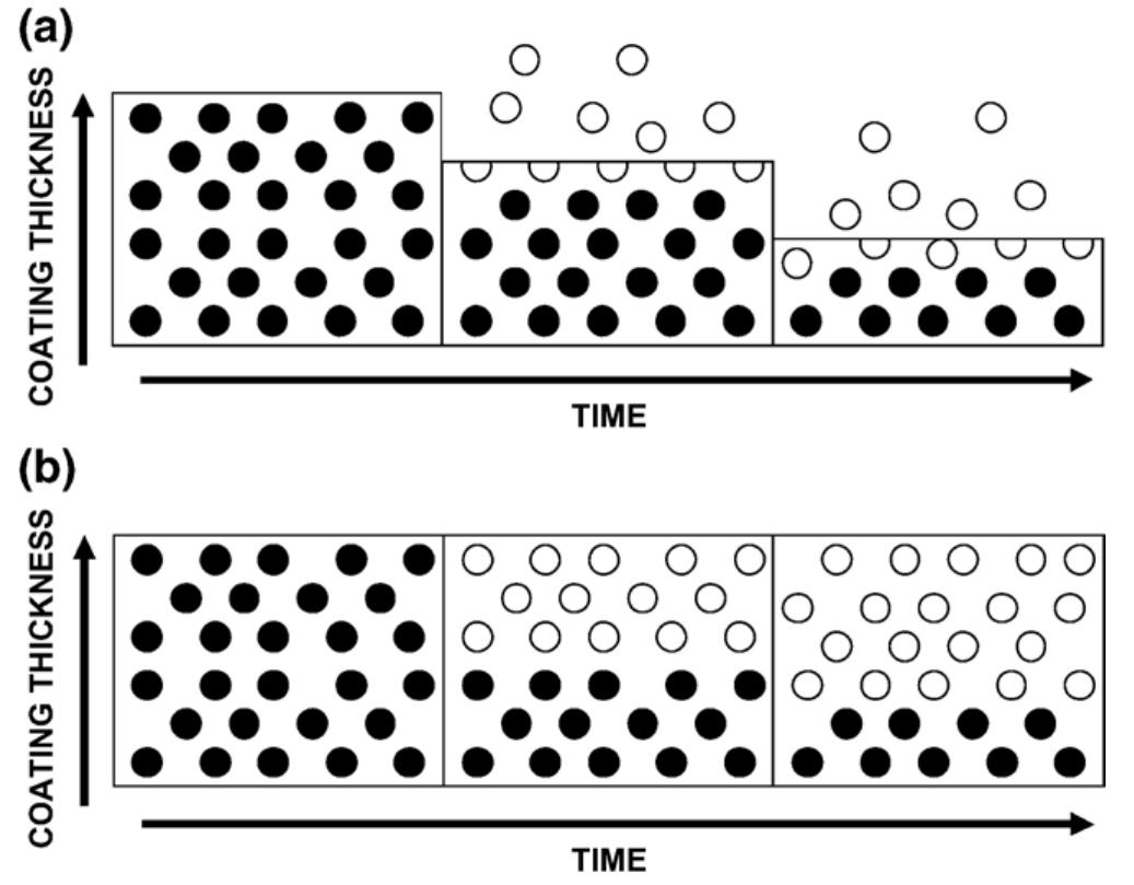 Schematic of (a) soluble matrix biocide releasing coating
