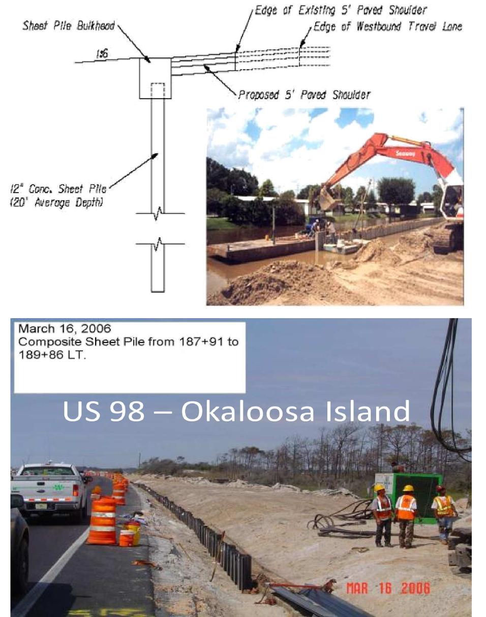 Traditional concrete sheet piles (top) and frp sheet pile