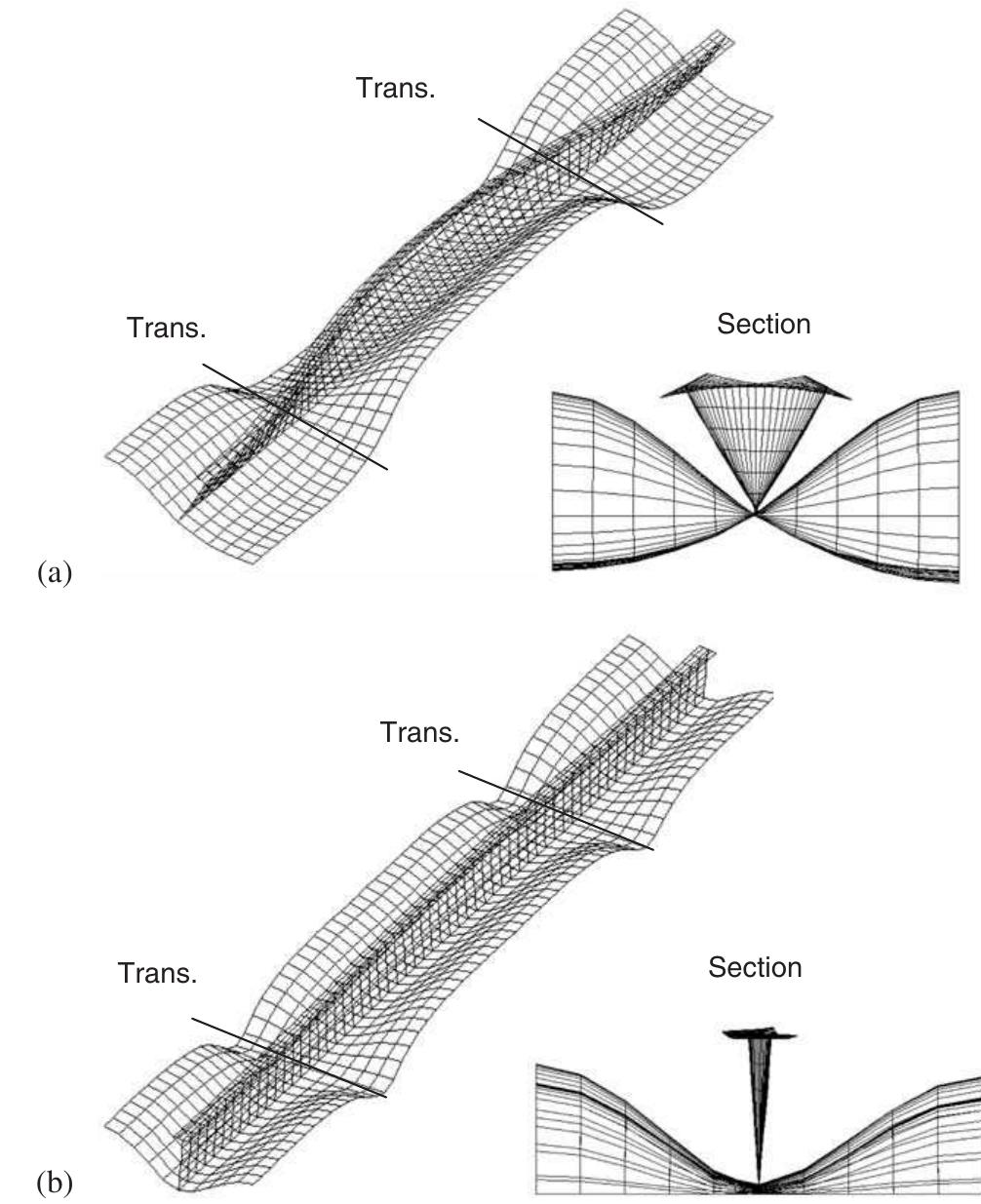 Typical failure modes of continuous stiffened panel with