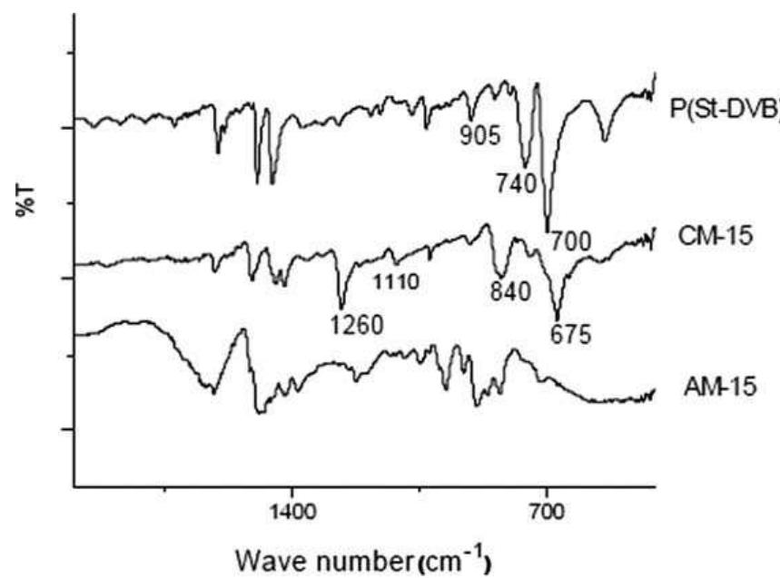 Ir spectra of the p(st-dvb) microparticles and their
