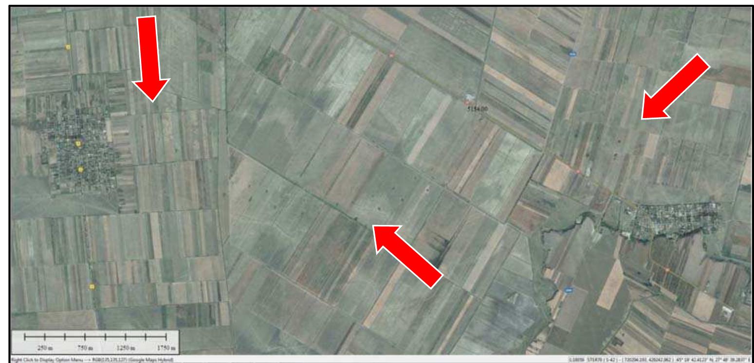 The mounds between oancea and muchea on google earth