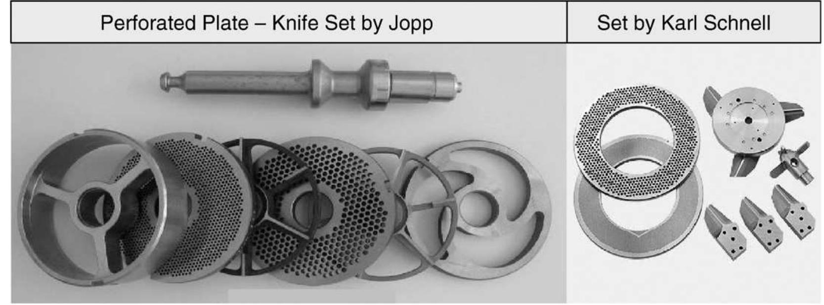 Two examples of knife-perforated plate assemblies for pump