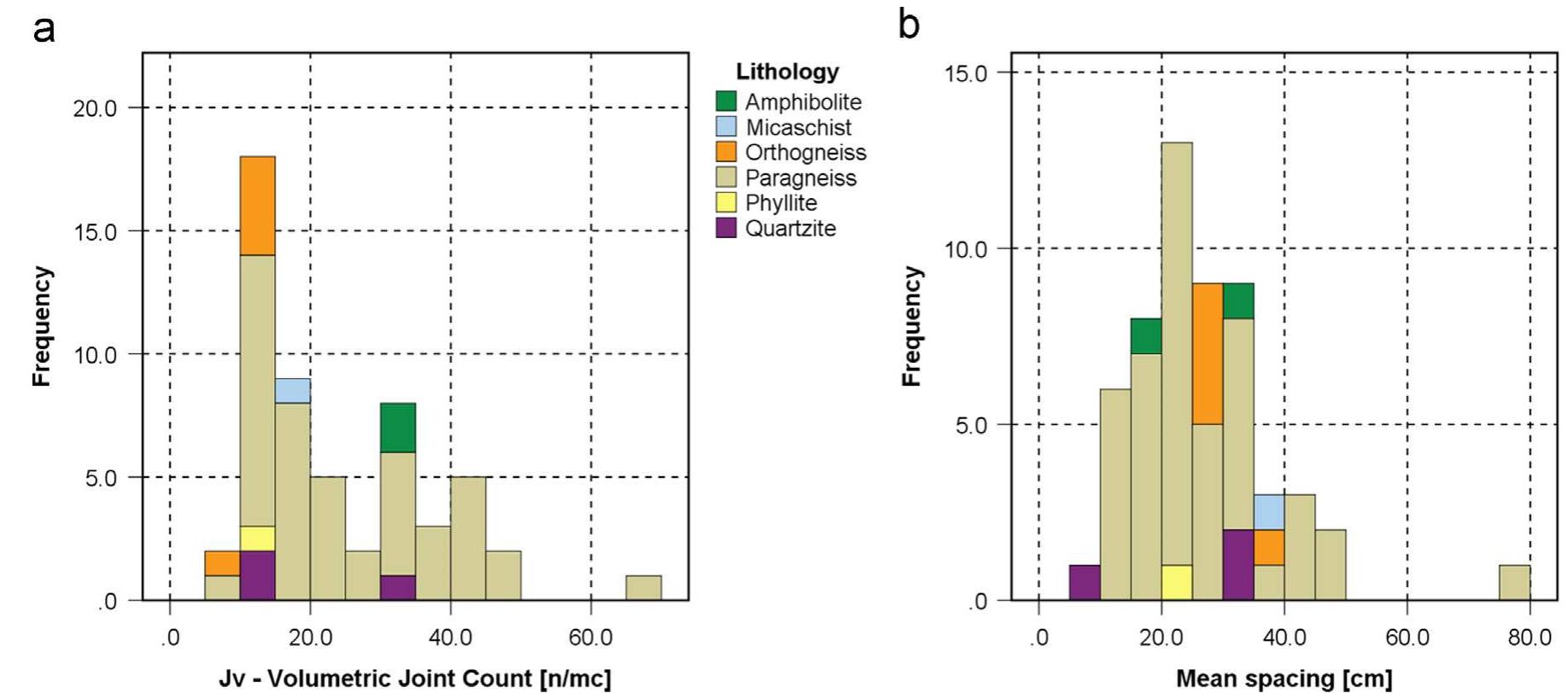 Volumetric joint count and discontinuity spacing data: