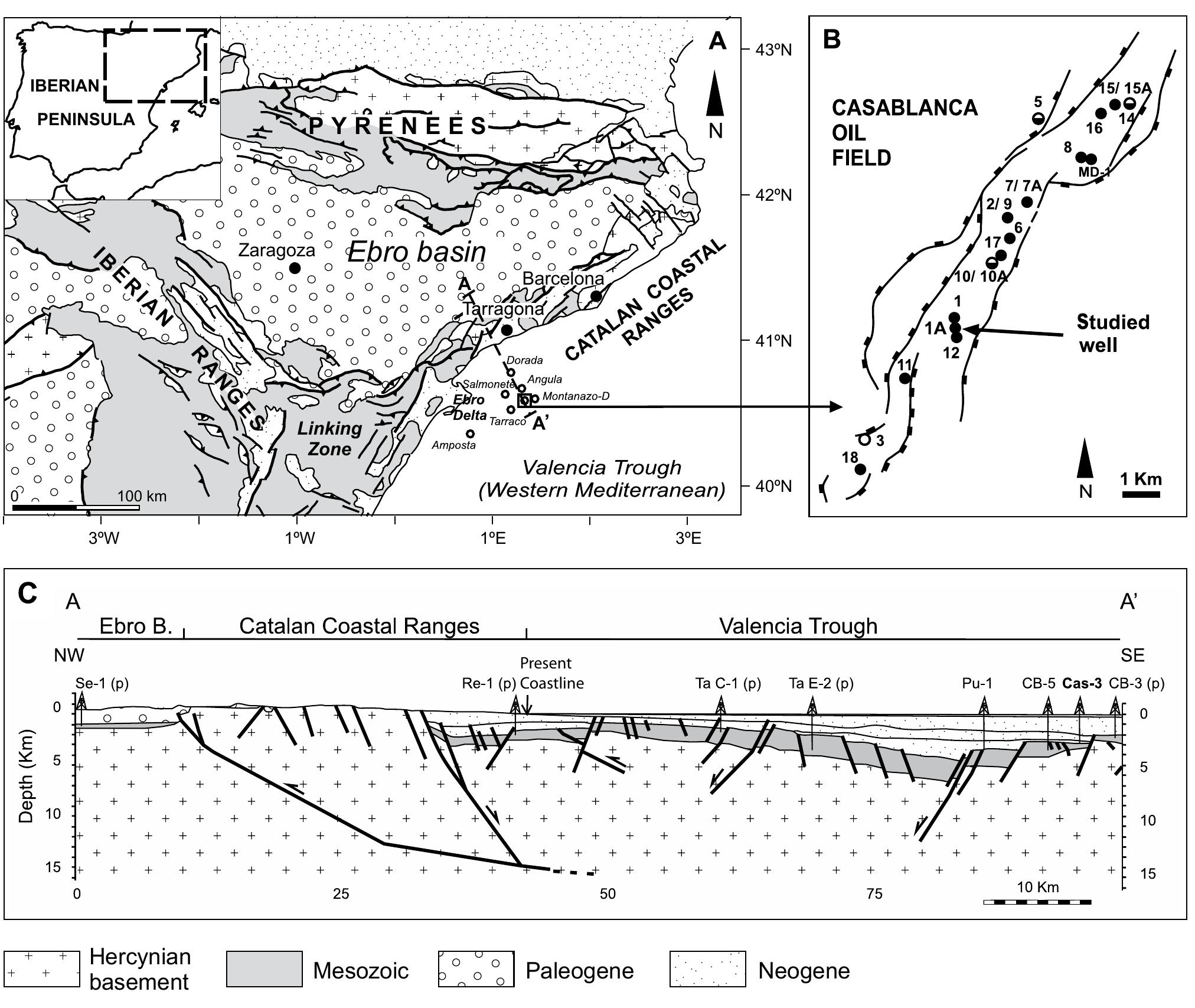 | a) simplified geological map of the north-western iberian