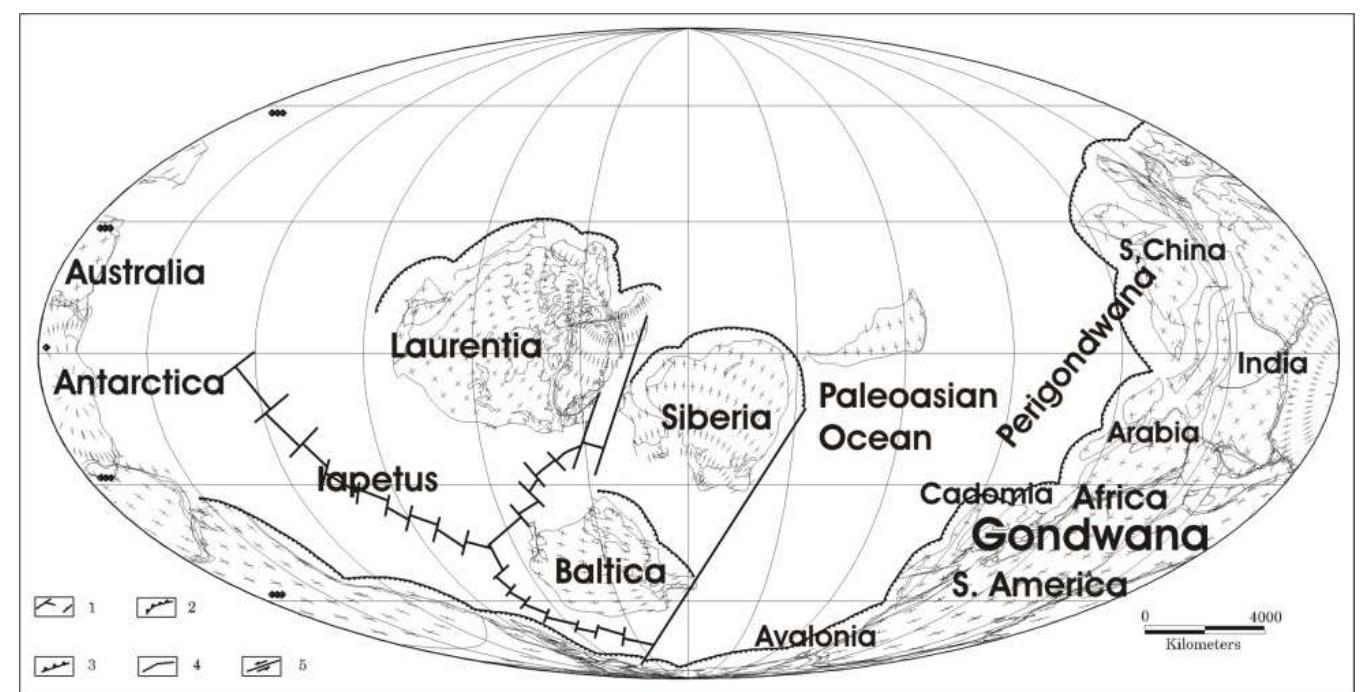 Plate tectonic map of early ordovician (plates position as