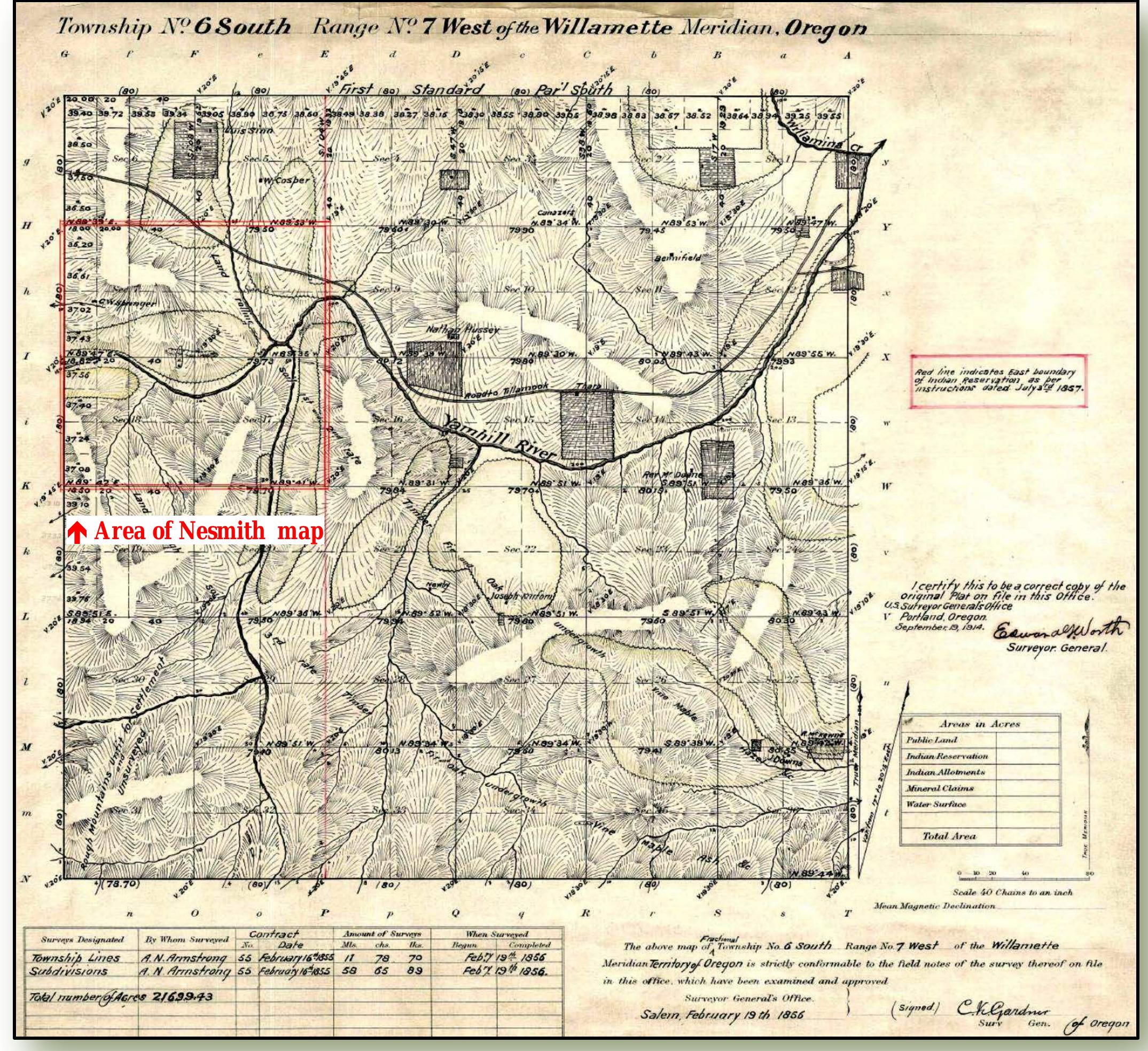 Above, is the g.l.o. cadastral survey map for township 6